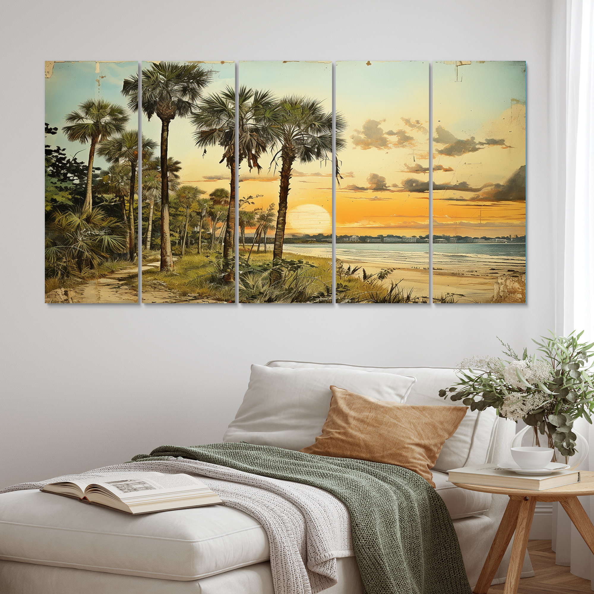 Bayou Breeze Vintage Florida Collage Palm Trees And Beach V - Florida ...