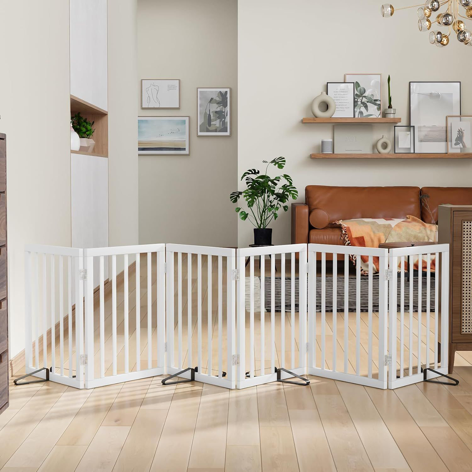 PIROLIS Dog Gates for Doorways Stairs House Wood Freestanding Dog Gate ...