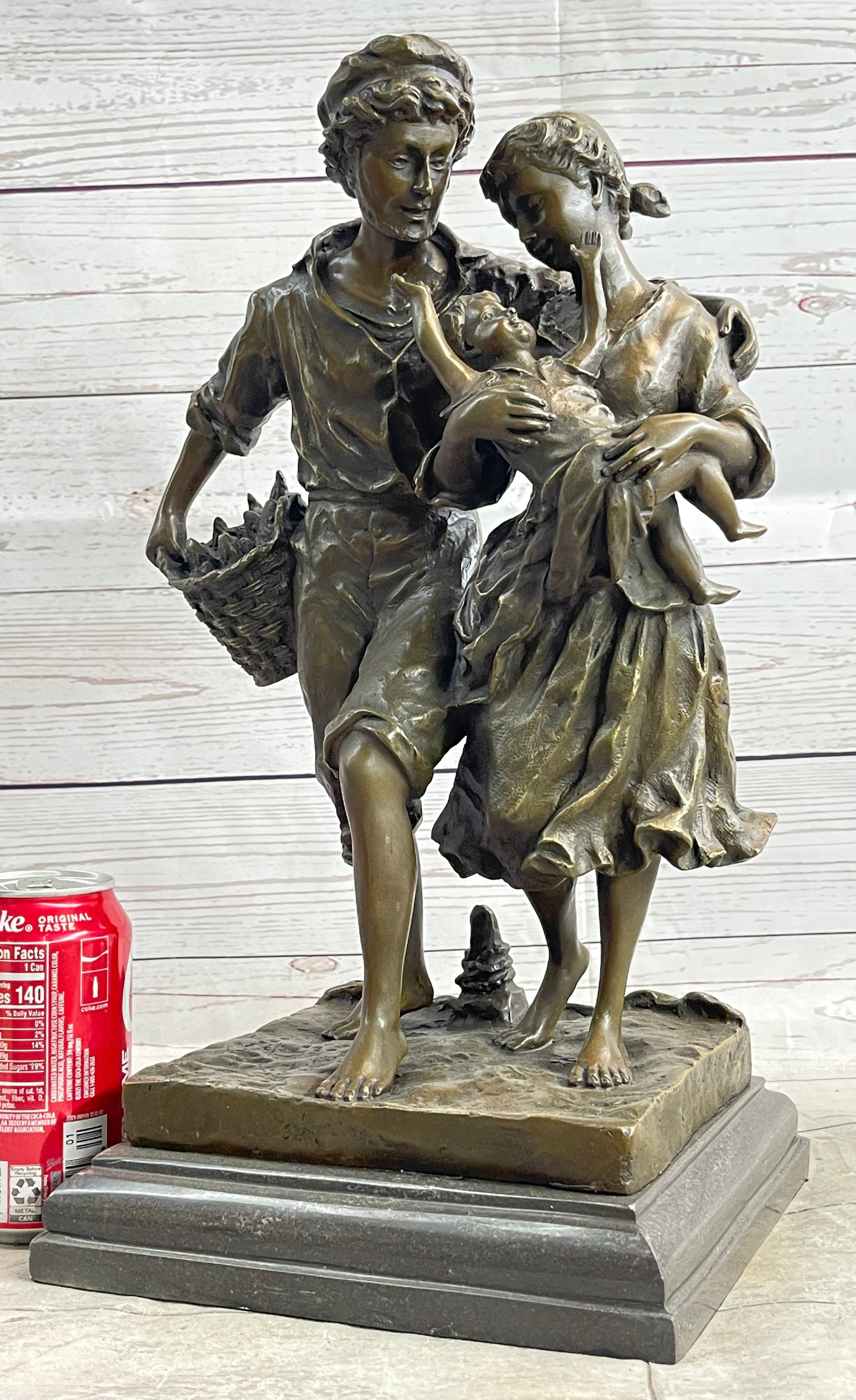 Canora Grey Teasha Fisherman Family Man Woman Baby Bronze Statue ...