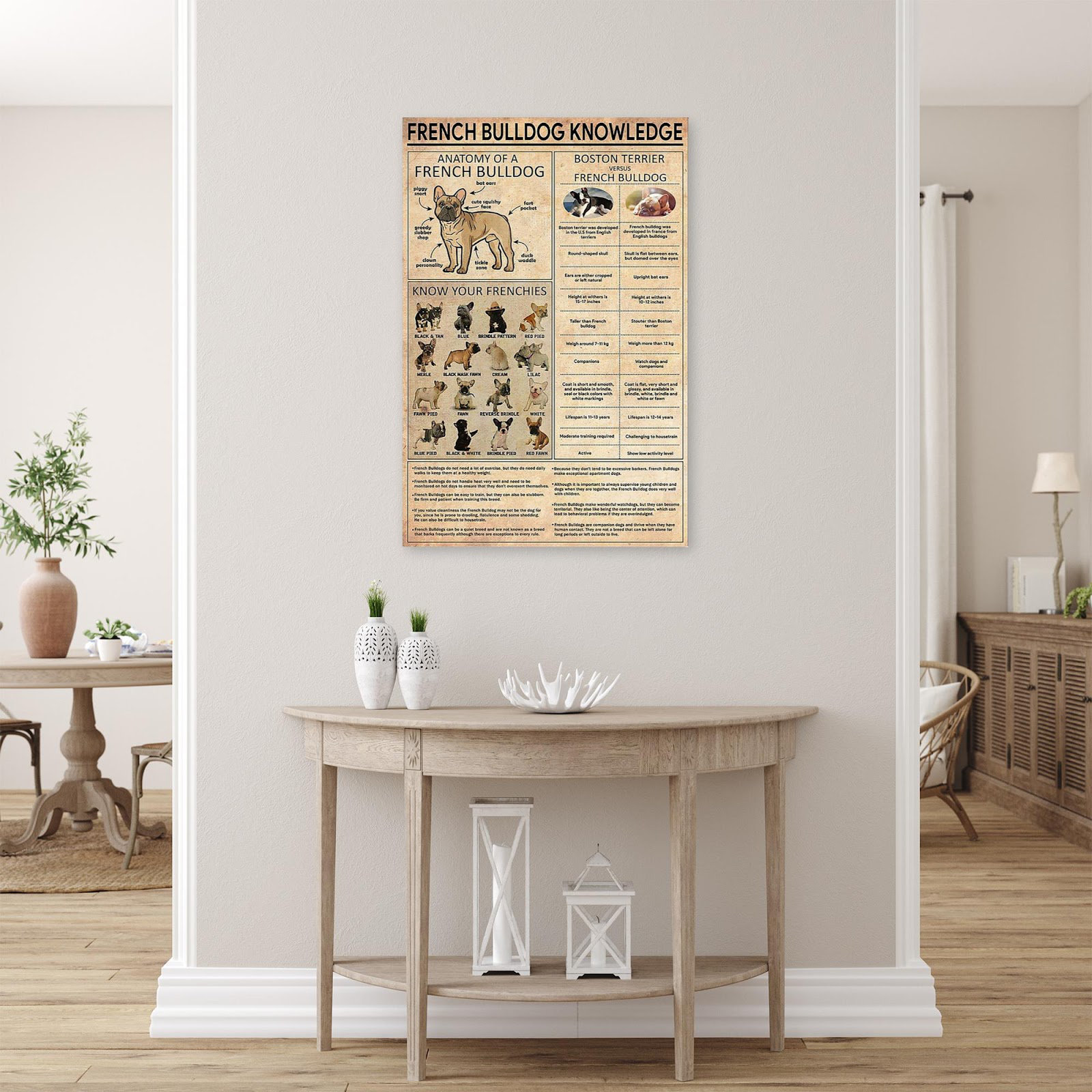 Trinx French Bulldog Knowledge Dog Lovers - Wrapped Canvas Graphic Art ...