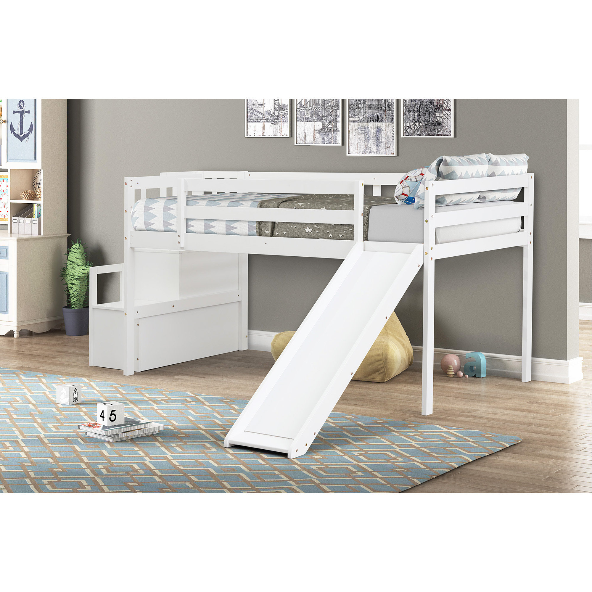 Latitude Run® Stylish Loft Bed With Staircase, Offering Comfort And ...