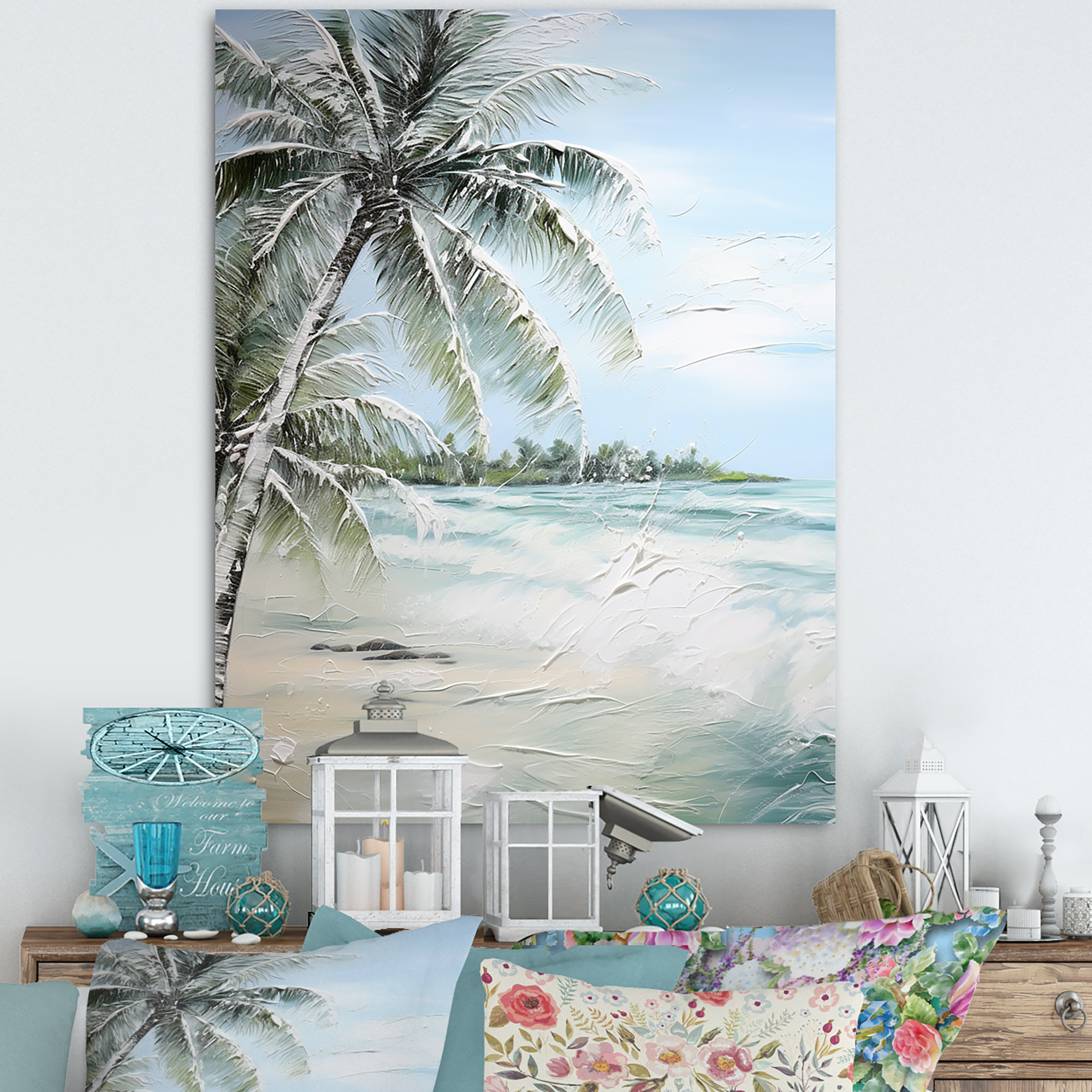 Design Art Palm Tree Ocean View Paradise - Palms & Palm Trees Wall Art ...