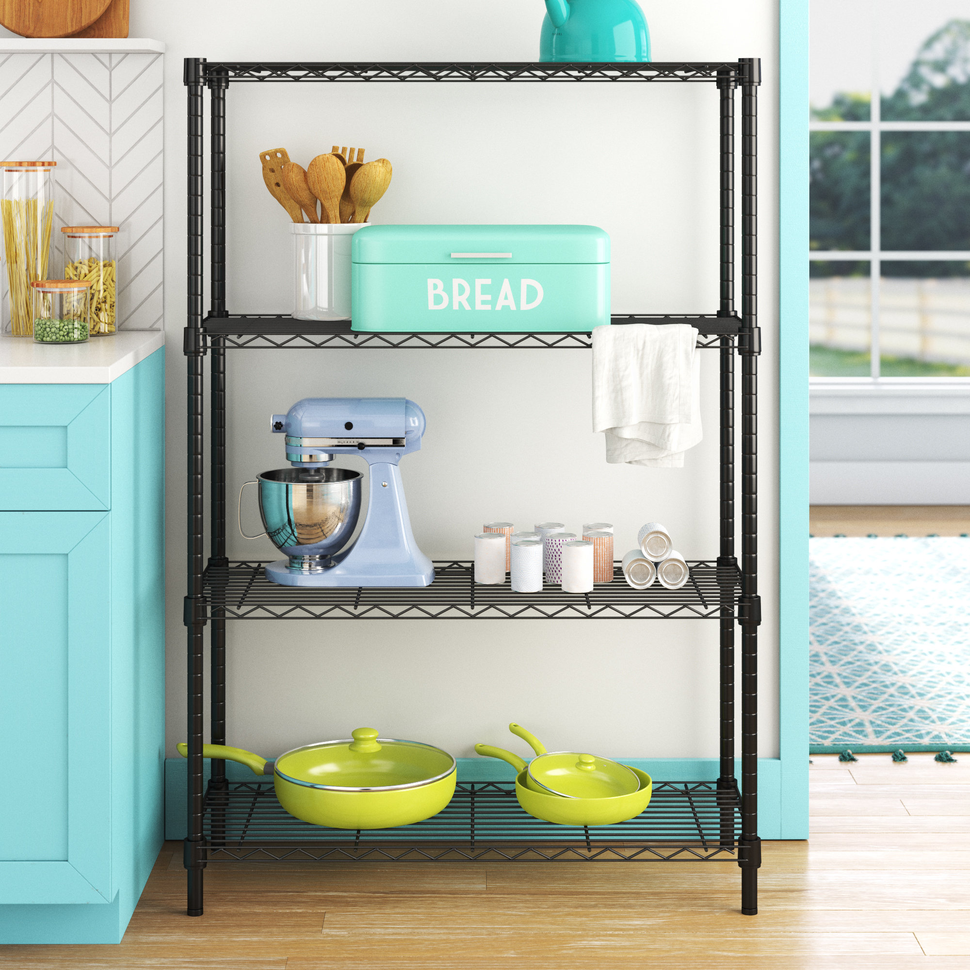 The Twillery Co.® Moraga 4-Tier Shelving Unit (54" H x 36" W x 14" D ...