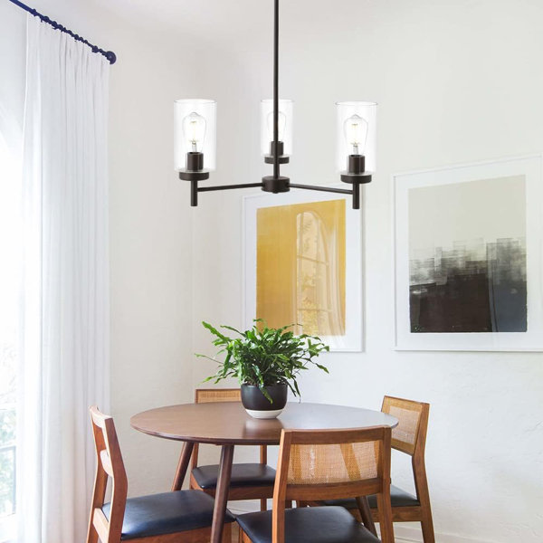 Ebern Designs Contemporary 3-Light Chandeliers Rustic Clear Glass ...