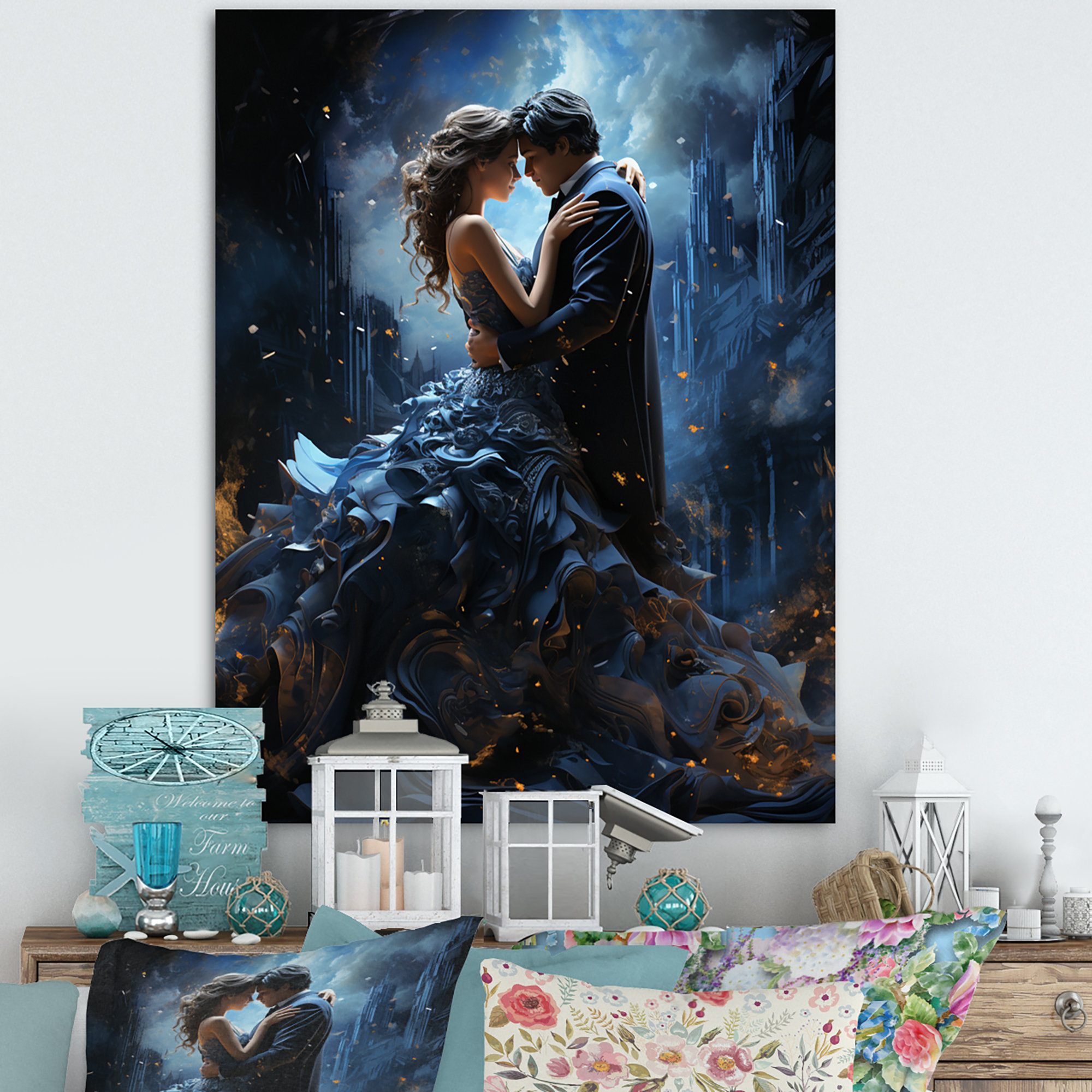 Red Barrel Studio® Wedding Couple Celestial Union IV Framed On Canvas ...