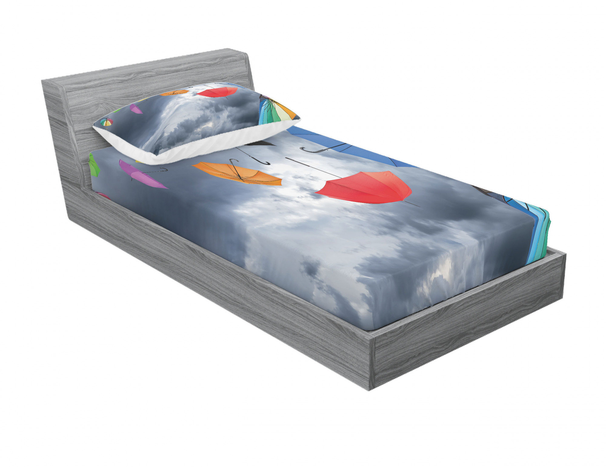 Ambesonne Parasols on Foreground of Dark Cumulus Rain Clouds Windy ...