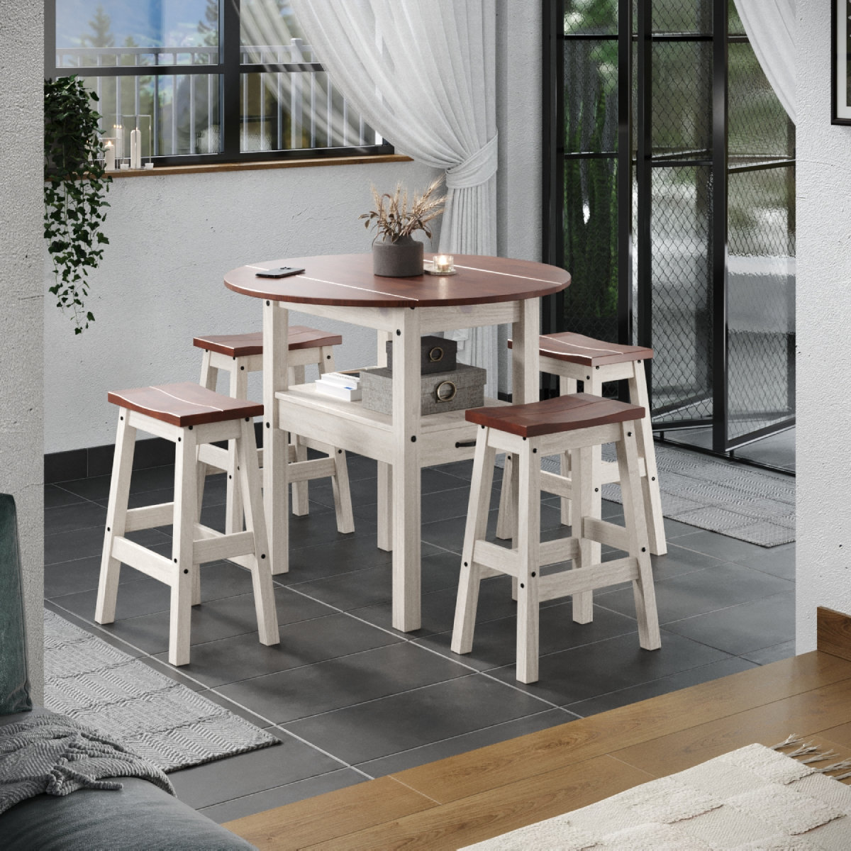 Gracie Oaks Cenac Round 39.37'' Restaurant Dining Set | Wayfair