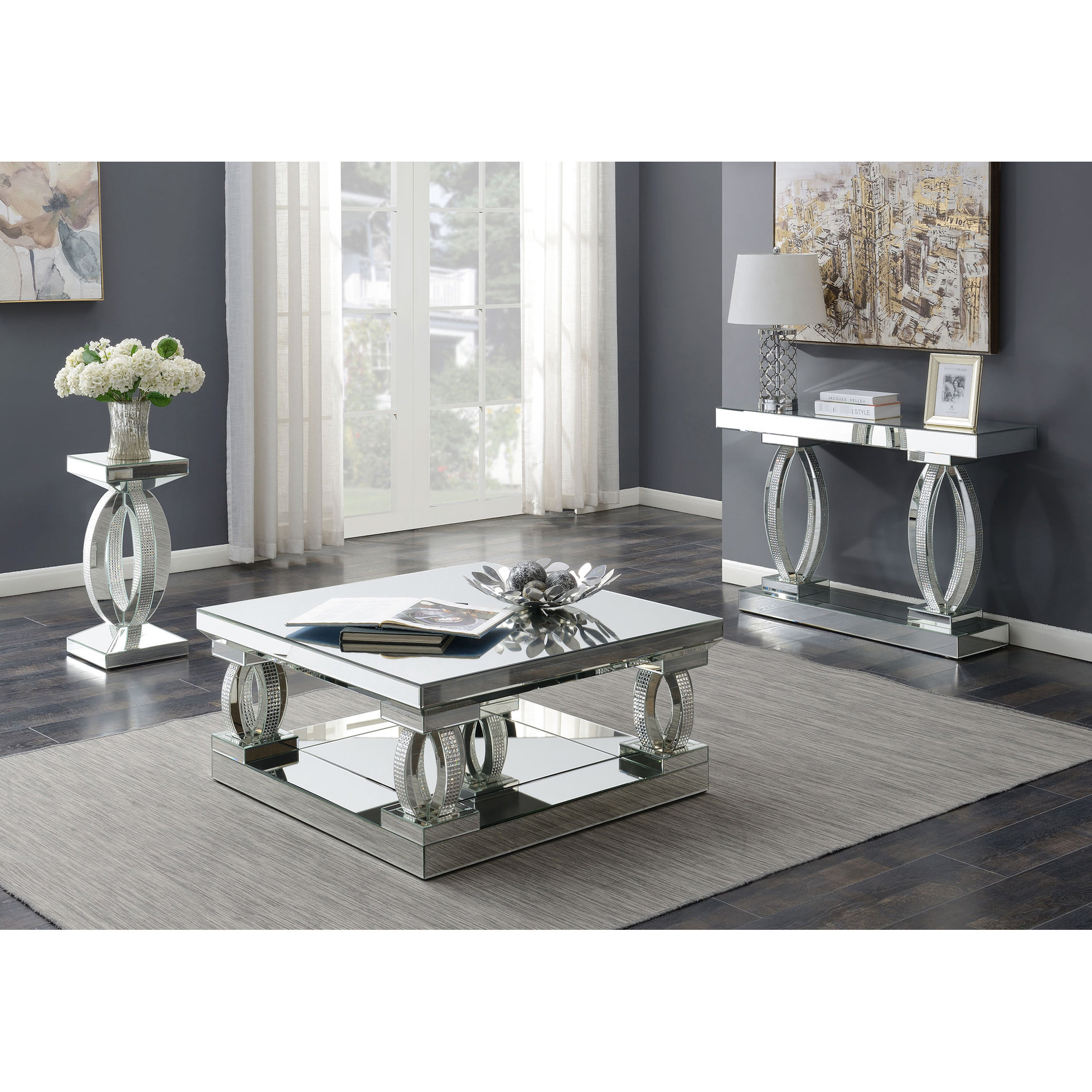 Latitude Run® Empire Silver Square Mirrored Side End Table With Sleek ...