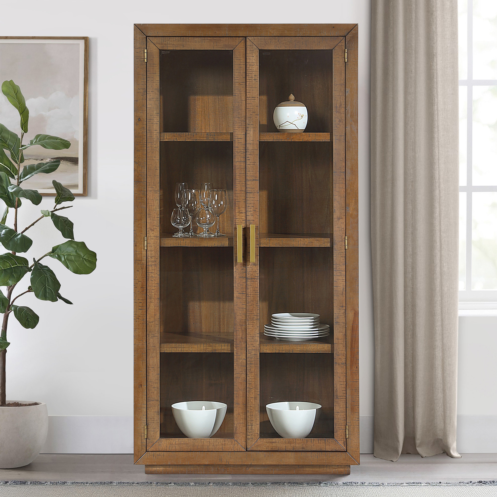 Latitude Run® Garland Glass Door Display Cabinet | Wayfair