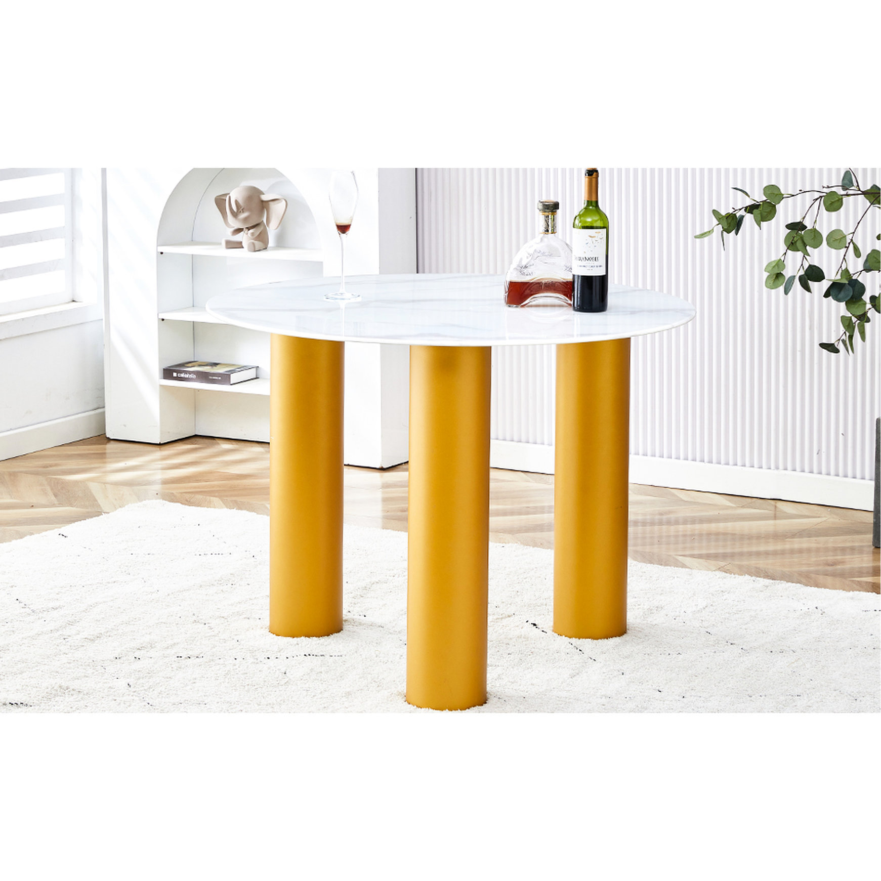 Ebern Designs 40"x40"x29.4" White Kitchen & Living Room Dining Table ...