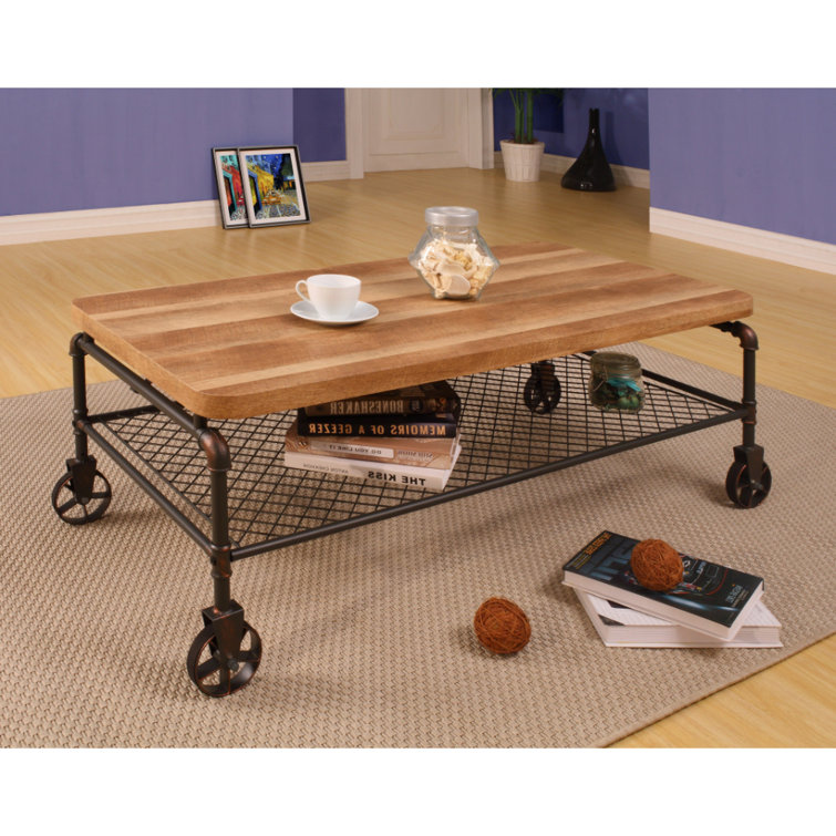 Williston Forge Excalibur Wheel Coffee Table with Storage | Wayfair.co.uk