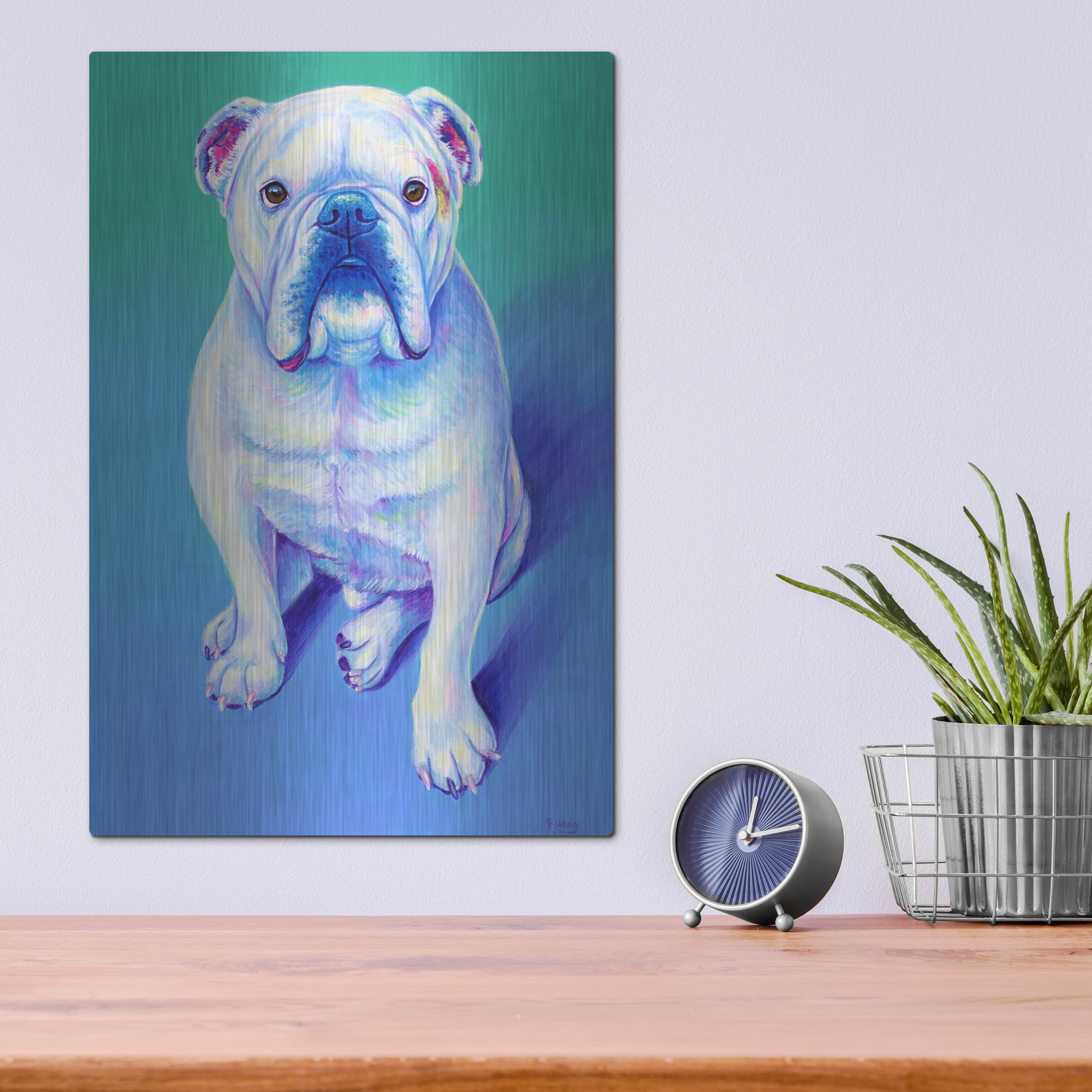 Winston Porter White English Bulldog' by Rebecca Wang Art Metal Wall ...