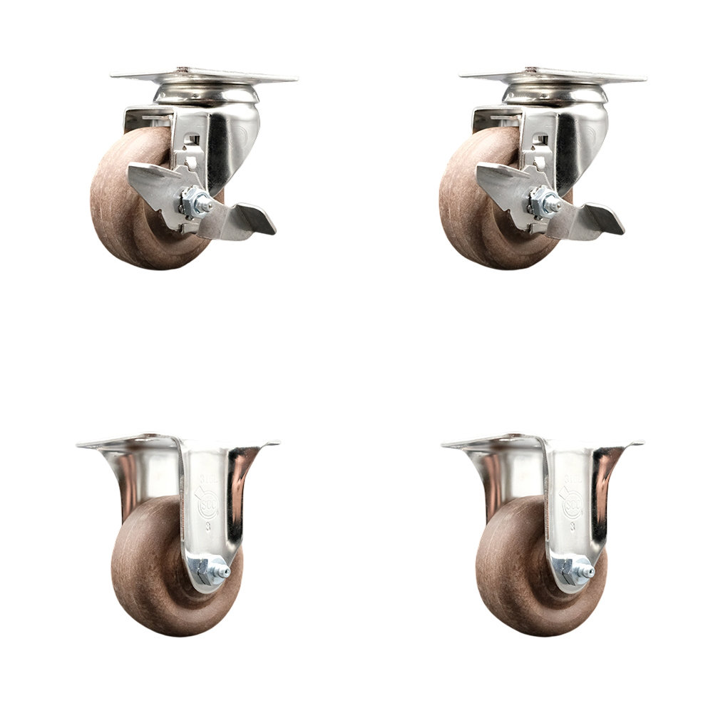 Service Caster 4 Piece High Temp Glass Filled Nylon Caster Set ...