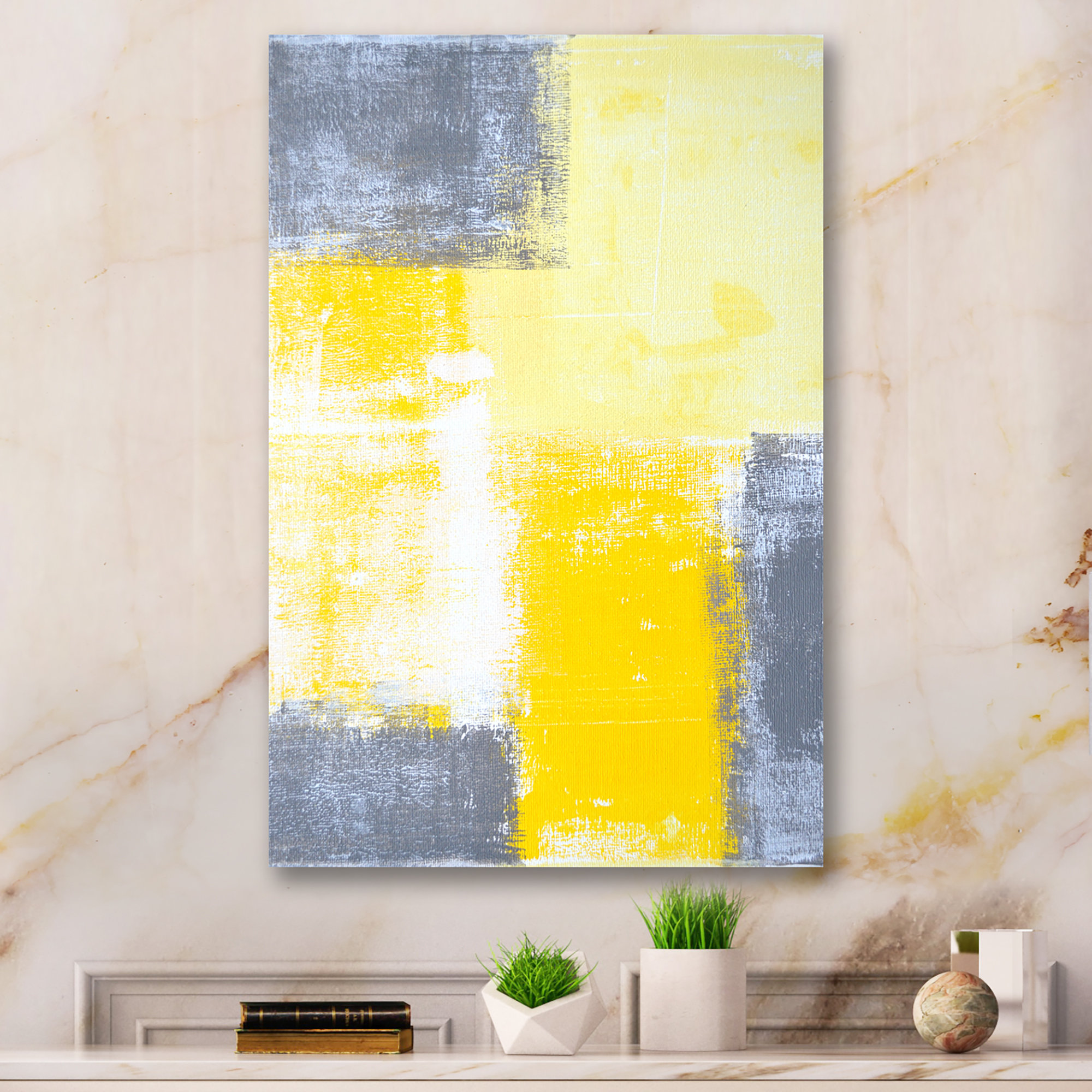 Wrought Studio™ Yellow And Gray Merging Abstract XIV - Modern ...