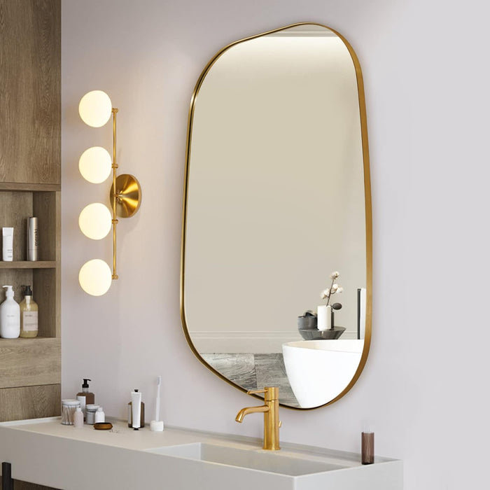 Mercer41 Huldrik Stainless Steel Frame Asymmetrical Irregular Mirror ...