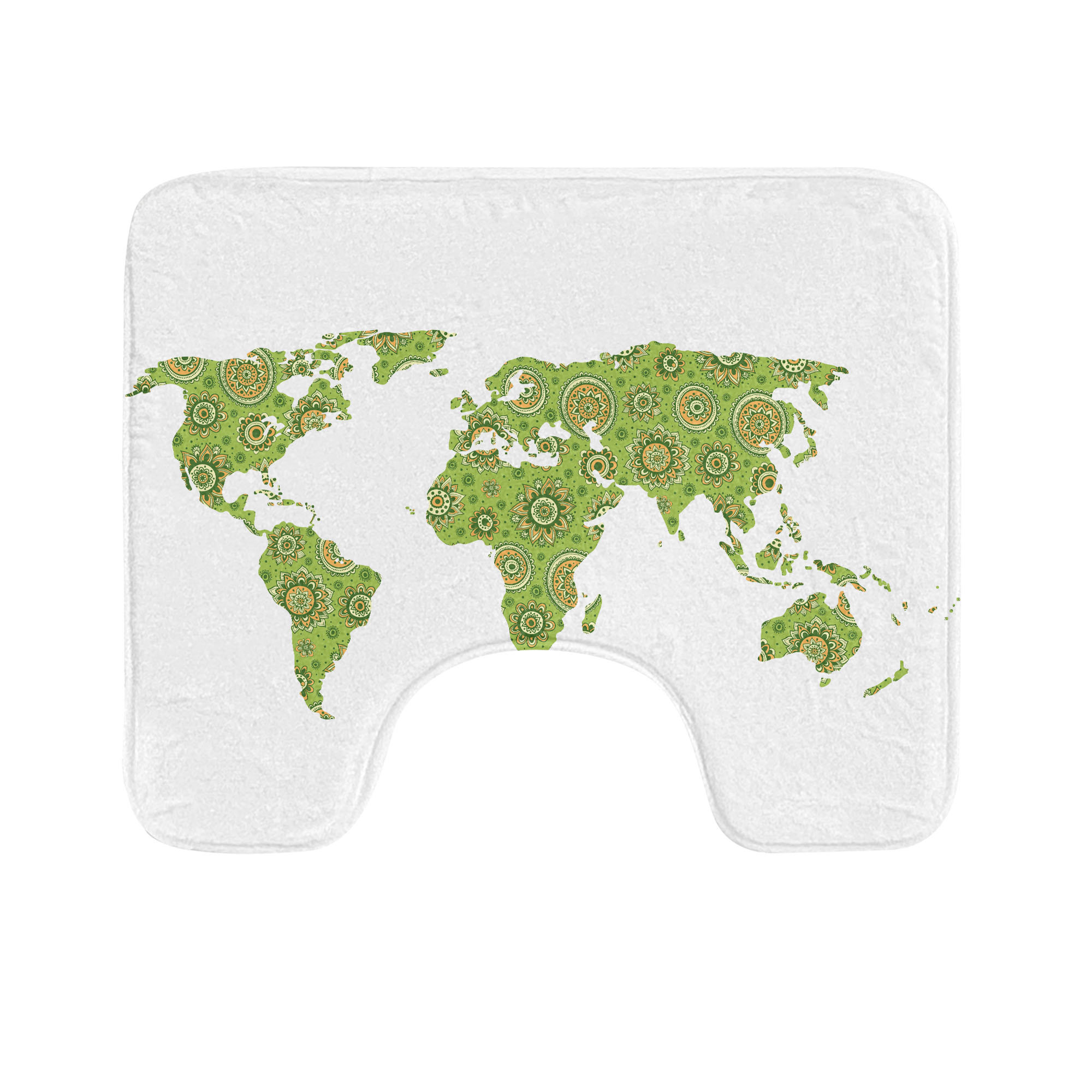 East Urban Home World Map Toilet Mat U-Shape Bathroom Rug 20" Lime ...