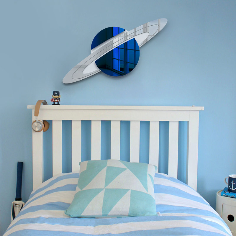 Zoomie Kids Planet Saturn Mirrored Wall Decor | Wayfair
