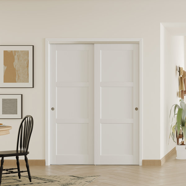 DOOOLI 2 MDF Interior Slab Doors With Aluminium Hardware Bypass Sliding ...