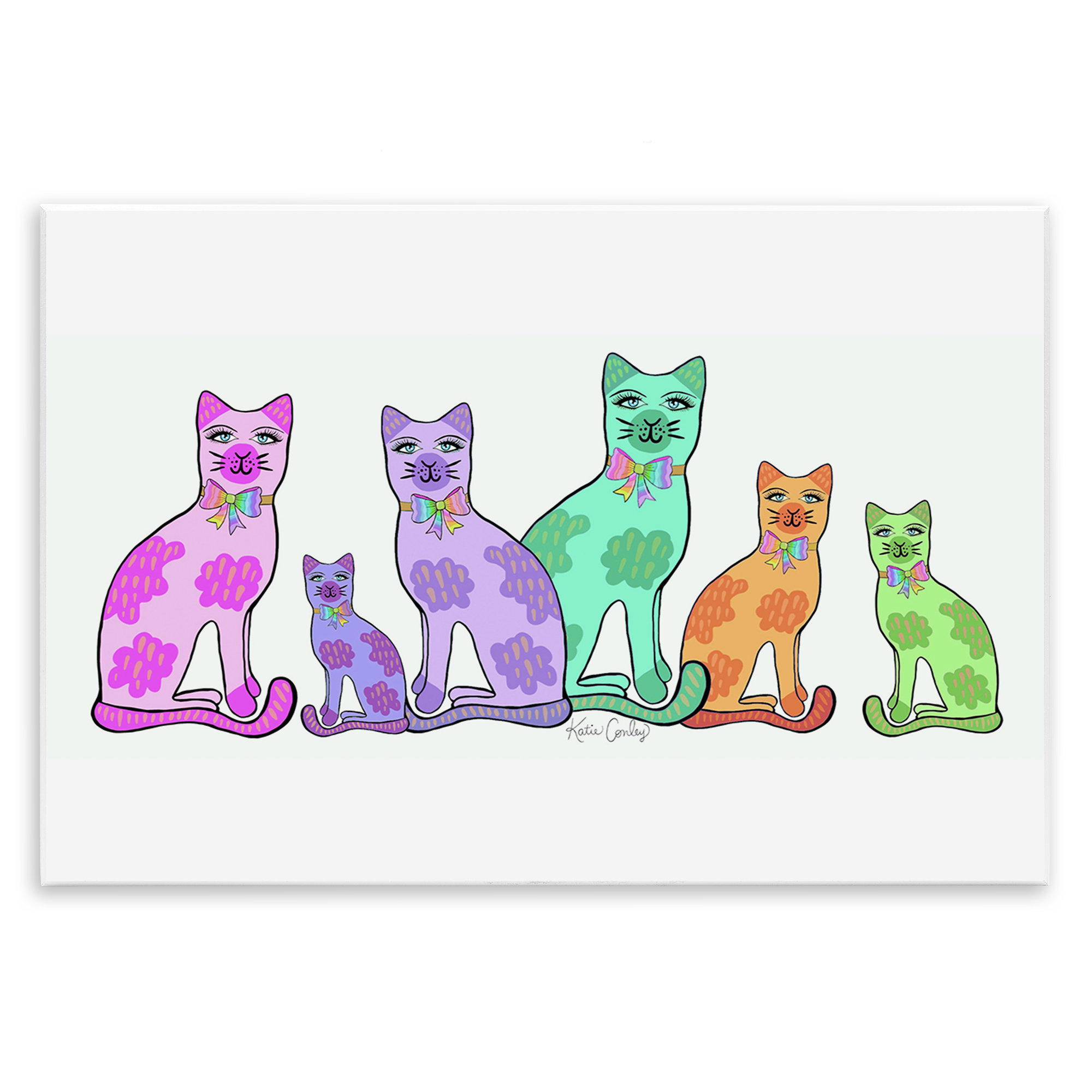 George Oliver Funky Whimsical Cats Wall Plaque, design by Katie Conley ...