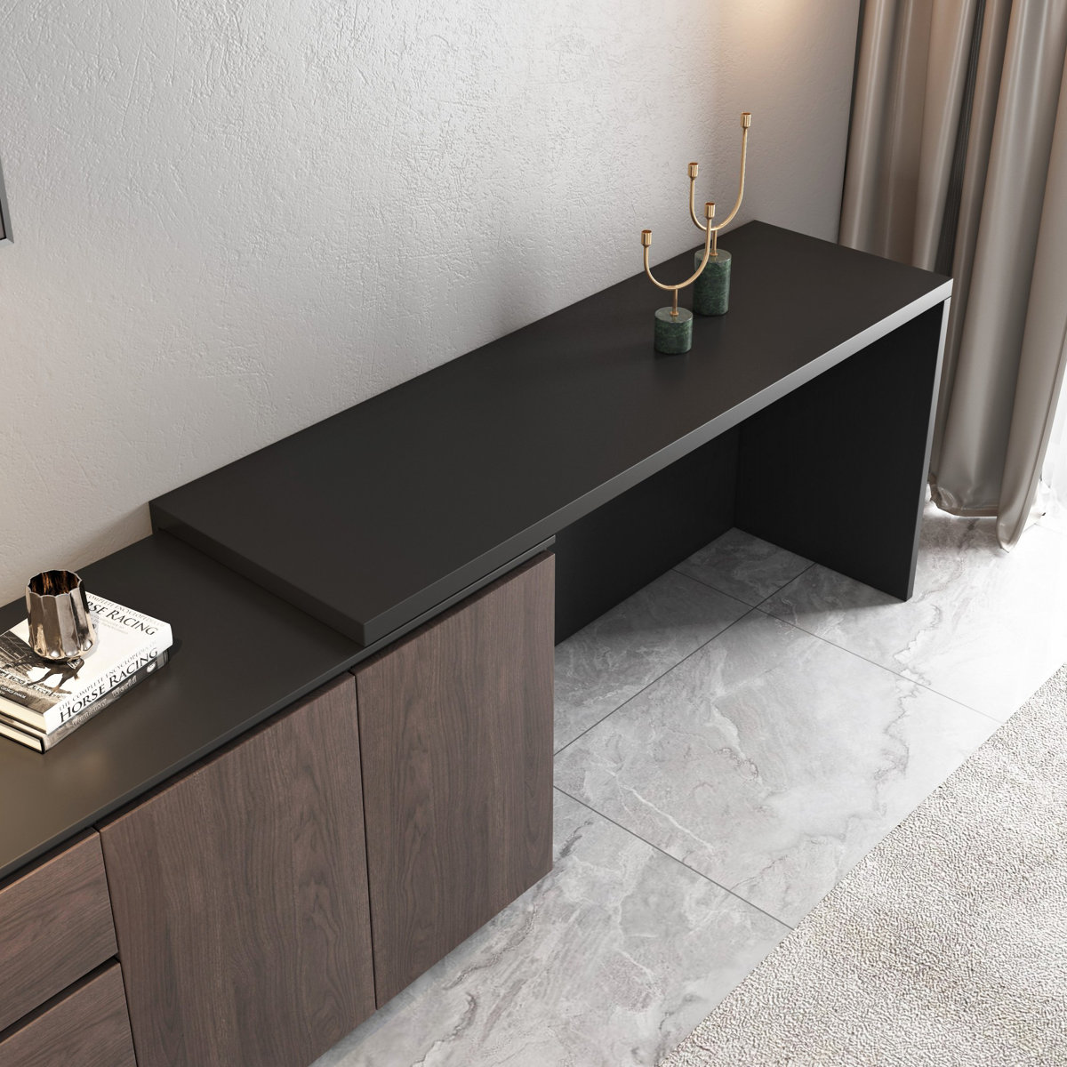 Latitude Run® Nadra Home Office Expandable Desk with Drawer Dresser for ...