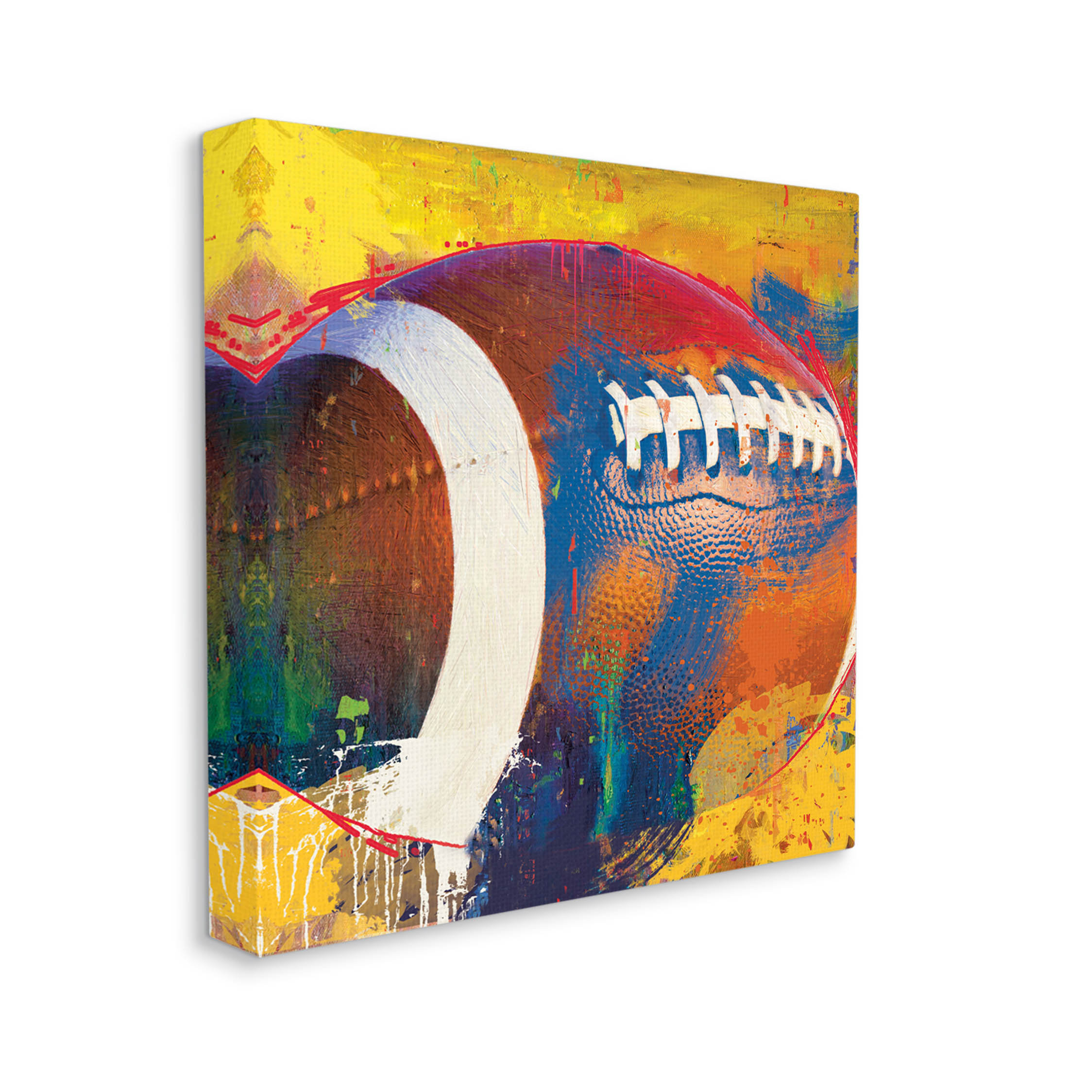 Stupell Industries Football Paint Splatter Sports Canvas Wall Art By ...