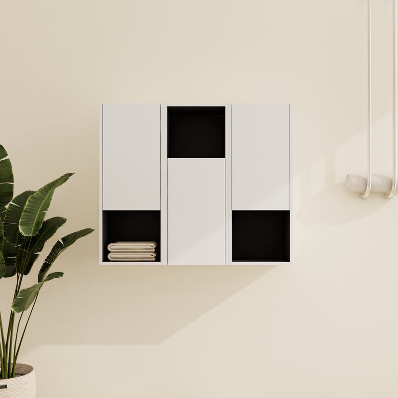 Hokku Designs Wall-Mounted Bathroom Cabinet with Open & Closed Storage ...