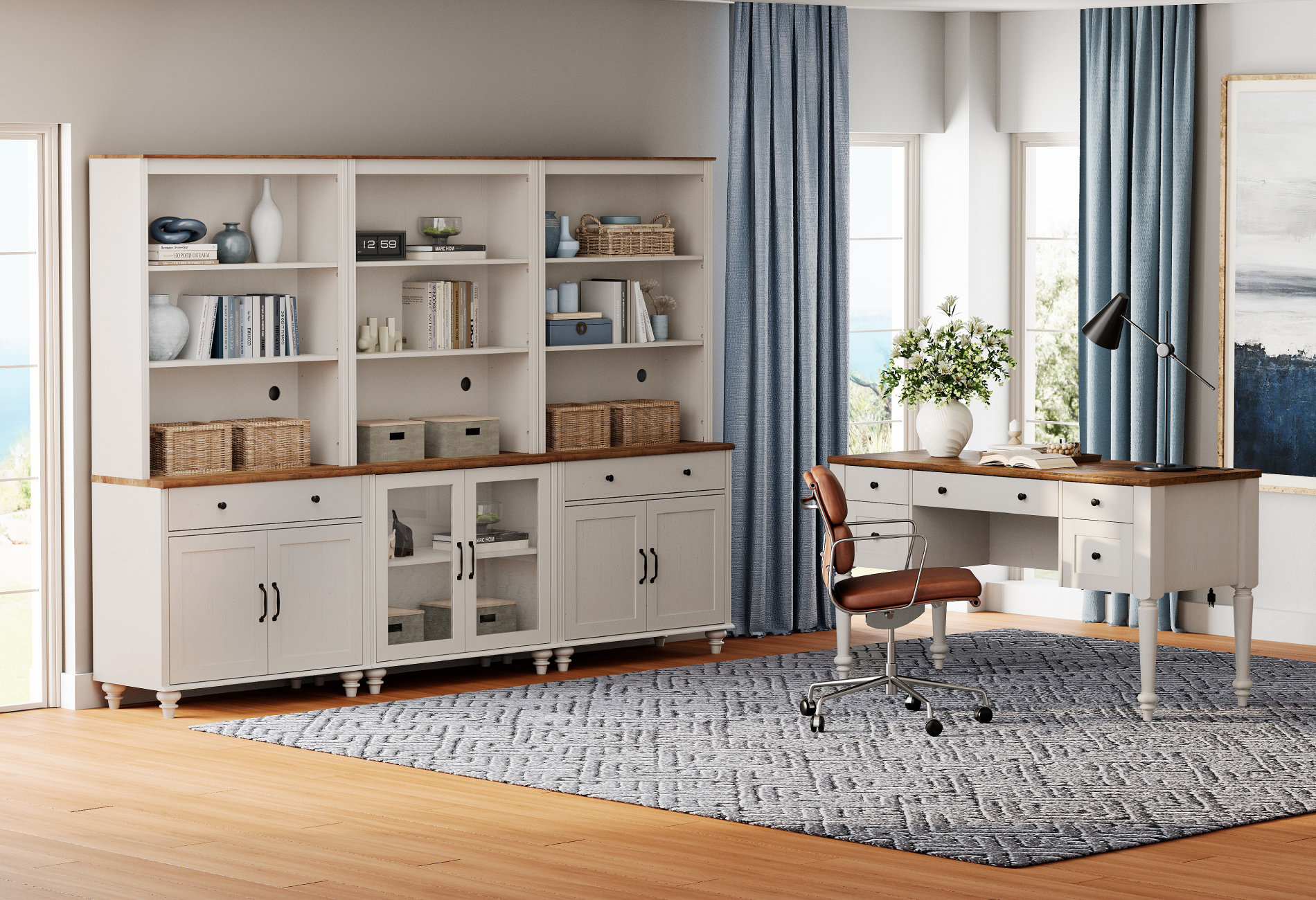 Ophelia & Co. 2 Piece Office Set, 56" Executive Desk, Bookcases With 6 ...
