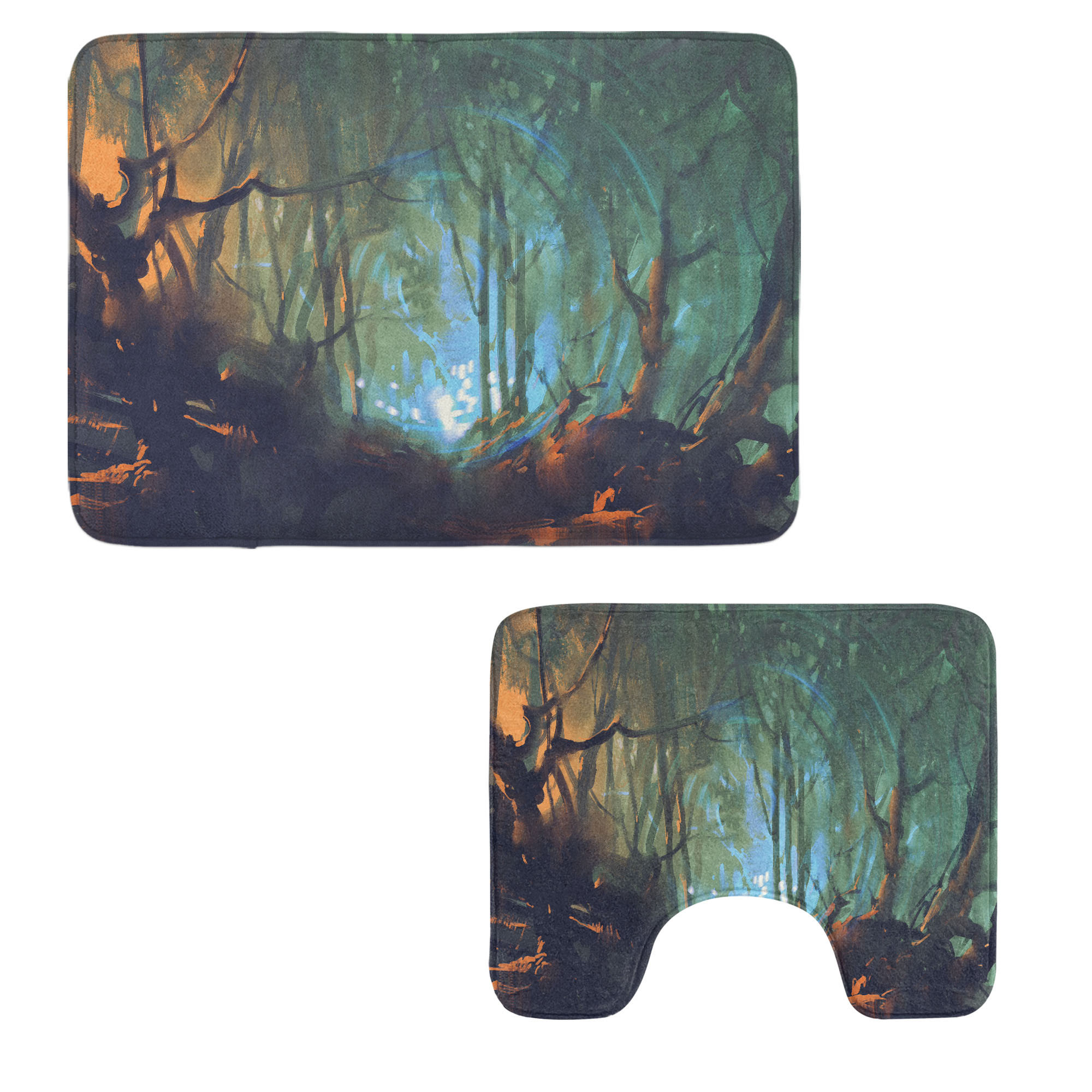 East Urban Home Woodland Bathroom Rug Set 2 Pieces Rectangle & Contour ...