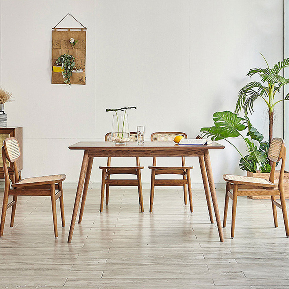 Open Edge Sports 4 - Person Walnut Rectangular Solid Wood Dining Table ...