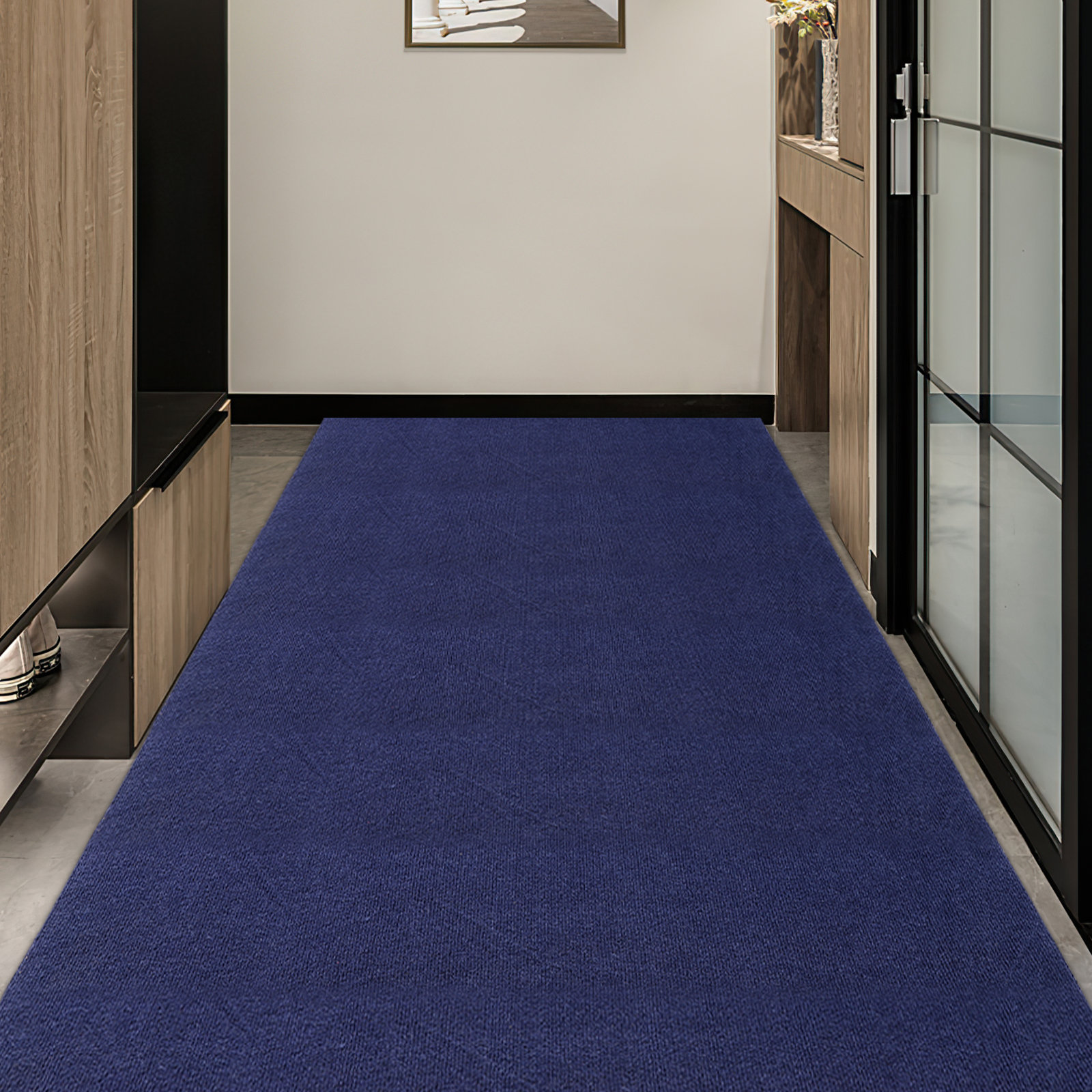 Lomana Dark Blue Striped Carpet Indoor/Outdoor Floor Mat Anti-Slip ...