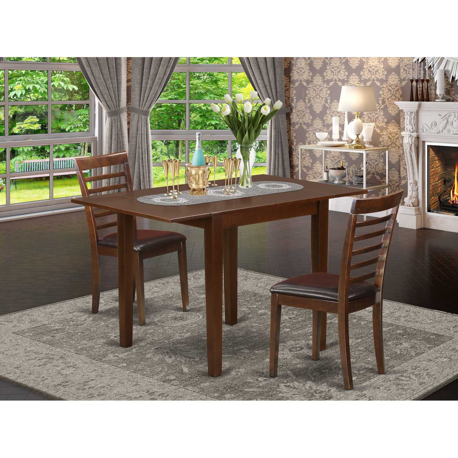Red Barrel Studio® Mahogany Finish Solid Wood Top Dining Table Set ...