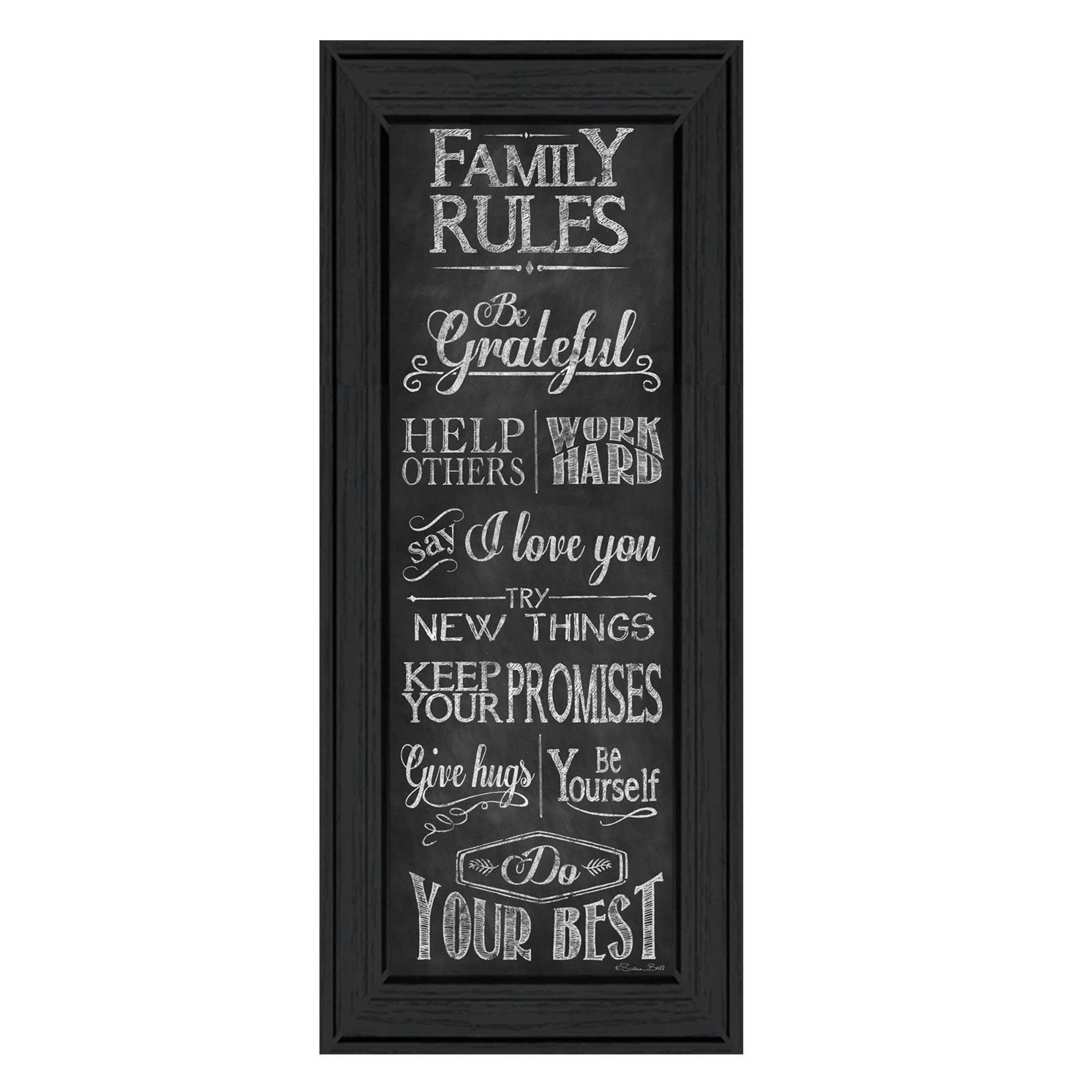 Red Barrel Studio Family Rules Framed Wall Art for Living Room, Home ...