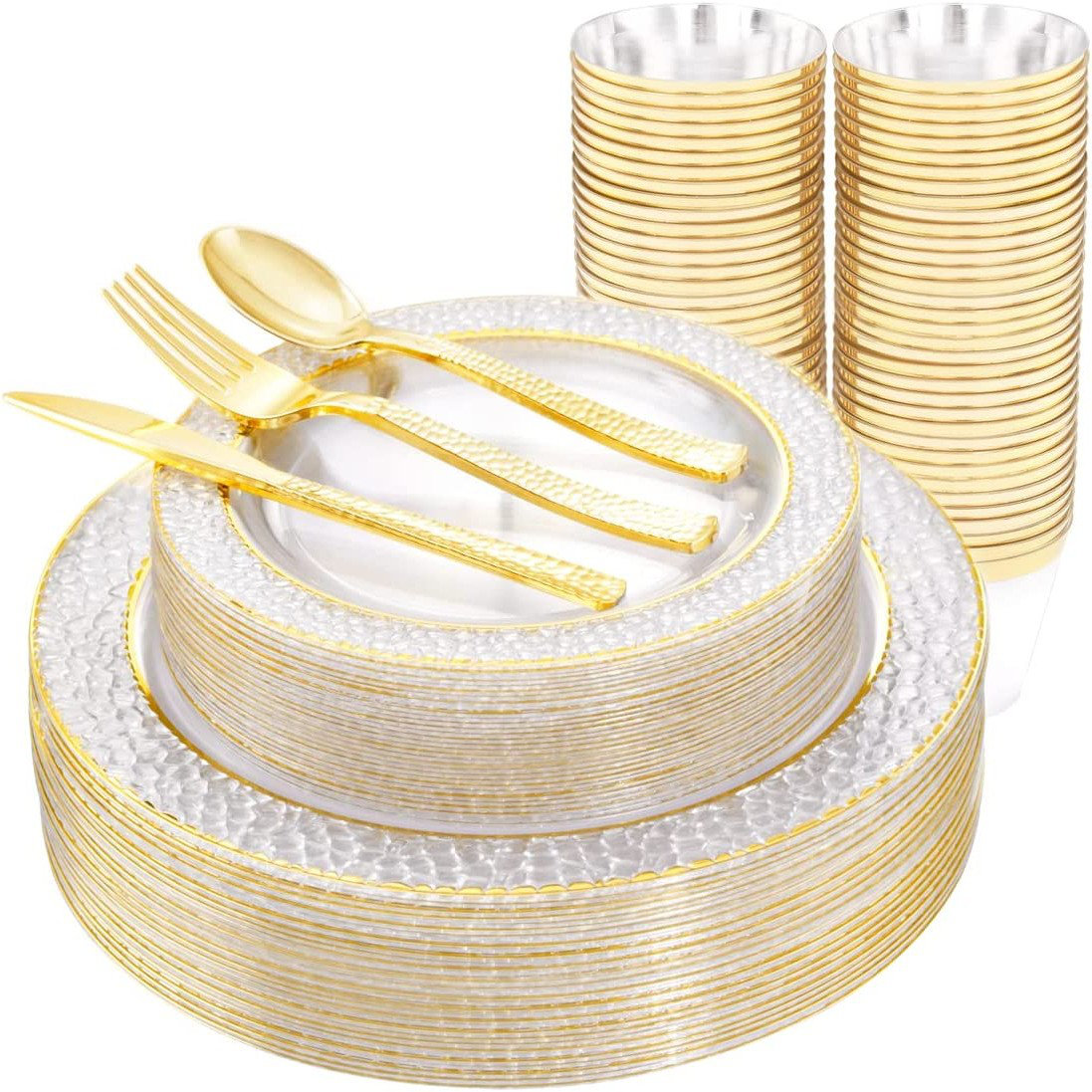 OPTERWQ 150 Pieces Disposable Multipurpose Cutlery Set - Dinner Plates ...