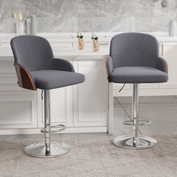 George Oliver Bar Stools Set Of 2, Upholstered Swivel Barstools ...