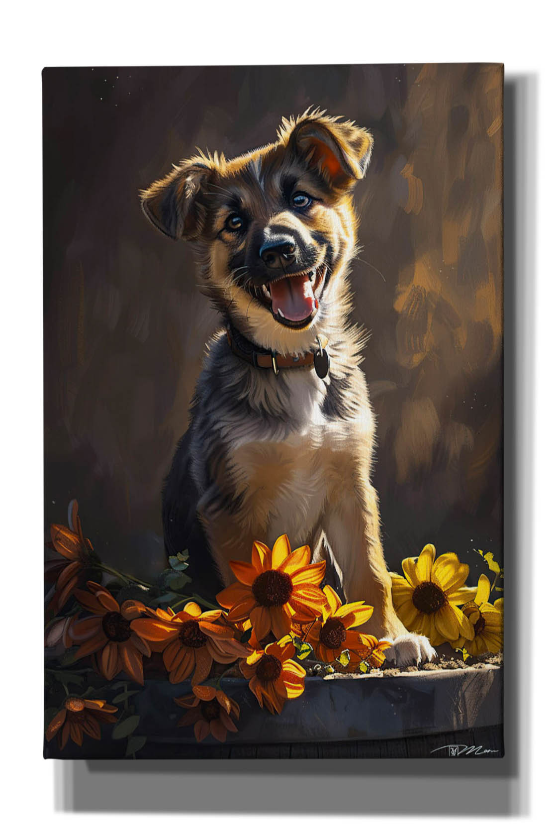 Winston Porter 'Cute Puppy With Orange Flowers German Shepherd' by ...