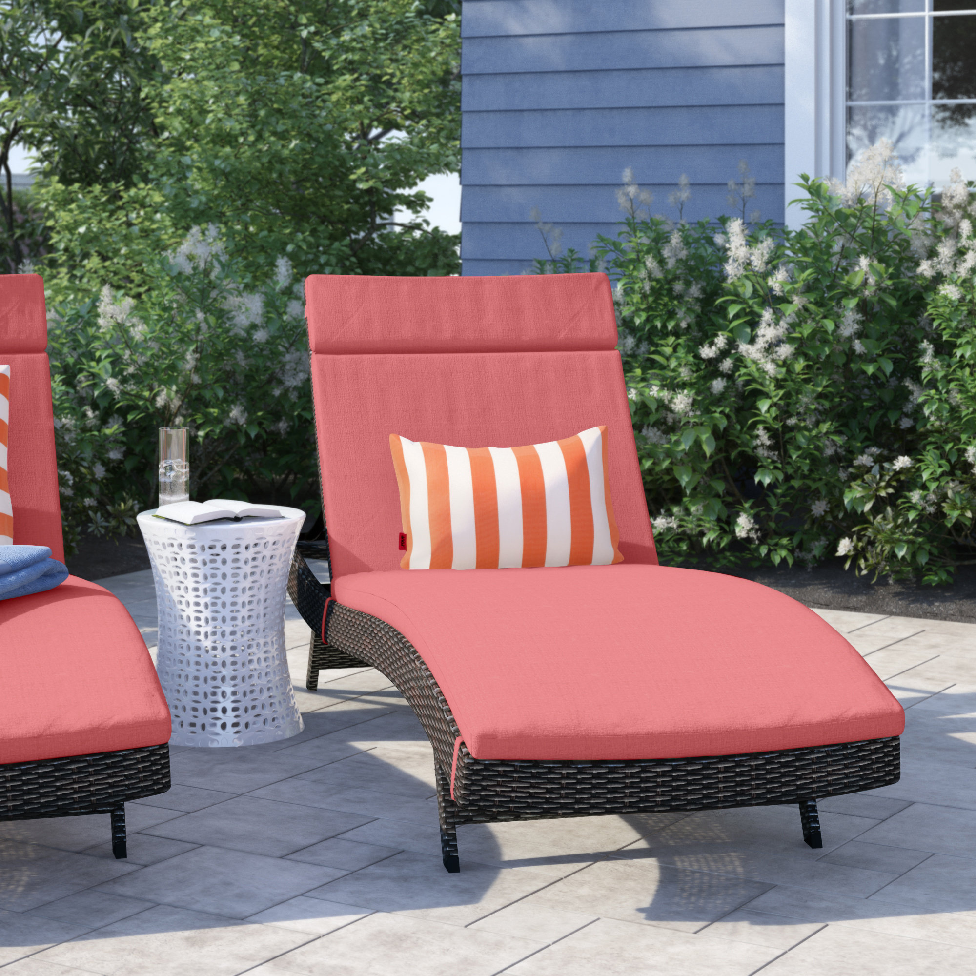 Wade Logan Billur 79" Long Reclining Single Chaise with Cushion ...