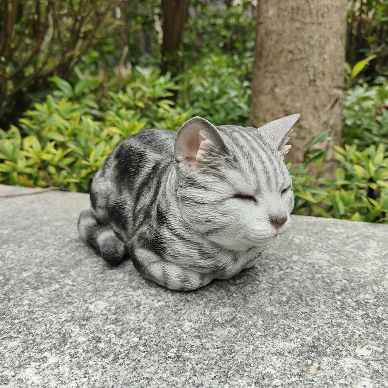 Hi-Line Gift Ltd. Tabby Tranquility: Whimsical Black Polyresin Napping ...