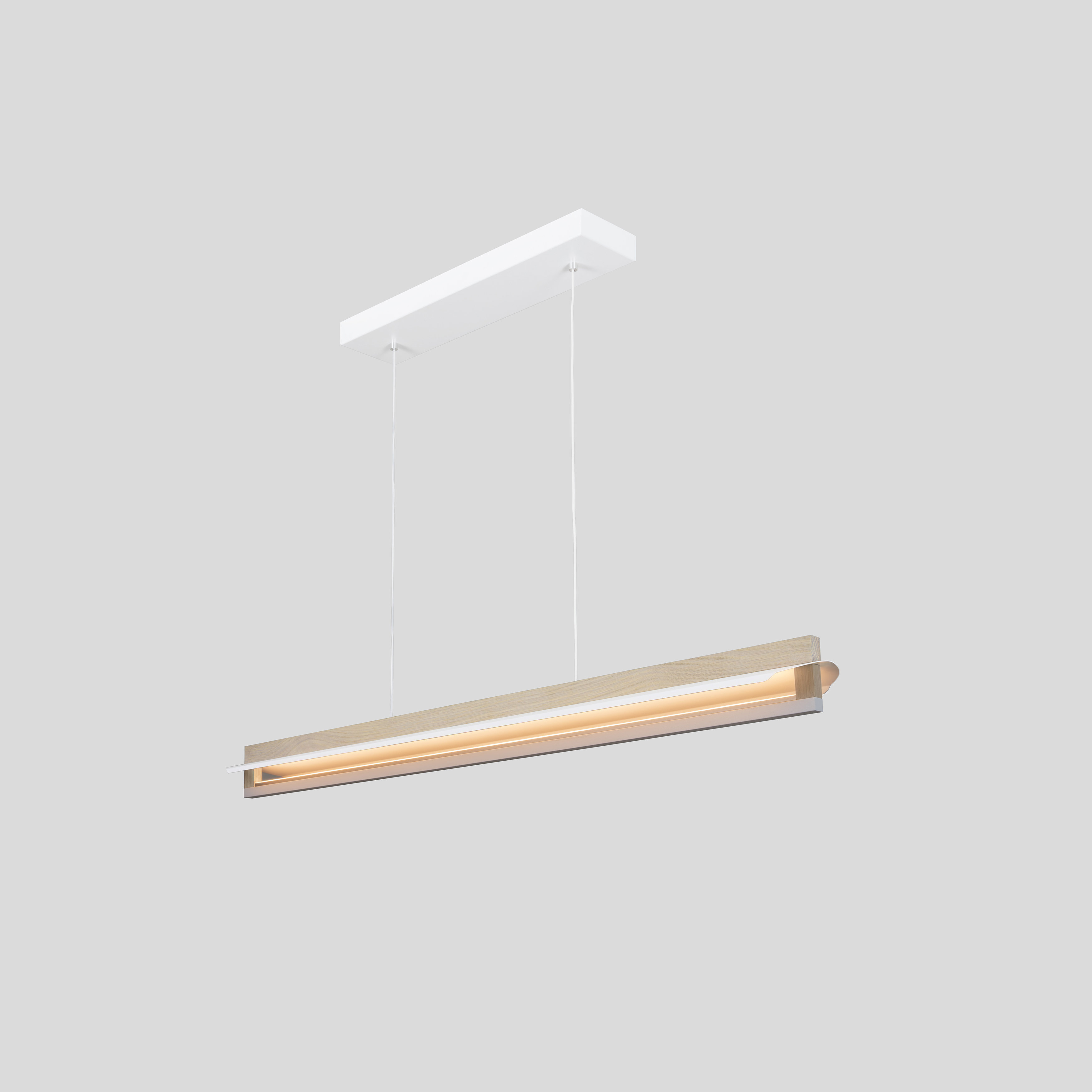Cerno Nubis Linear Pendant - White Washed Oak - White Canopy - Linear ...