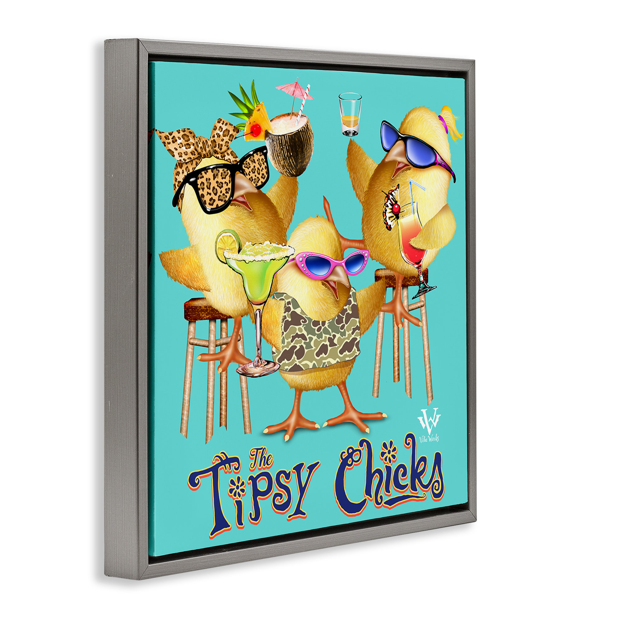 Latitude Run® Tipsy Chicks Groovy Floating Frame, design by Jim Baldwin ...