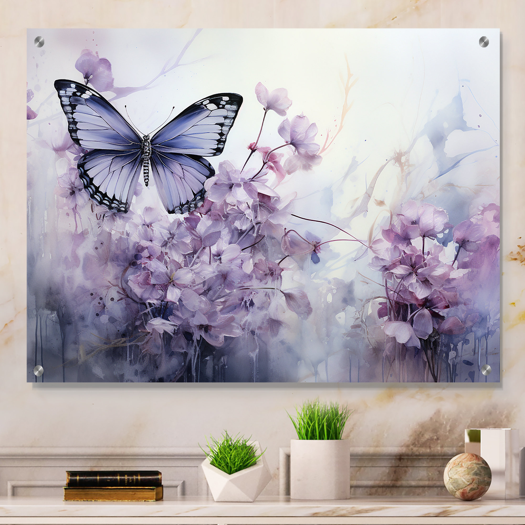 Design Art Purple Butterfly Enchanted Flight I - Butterfly Acrylic Wall ...