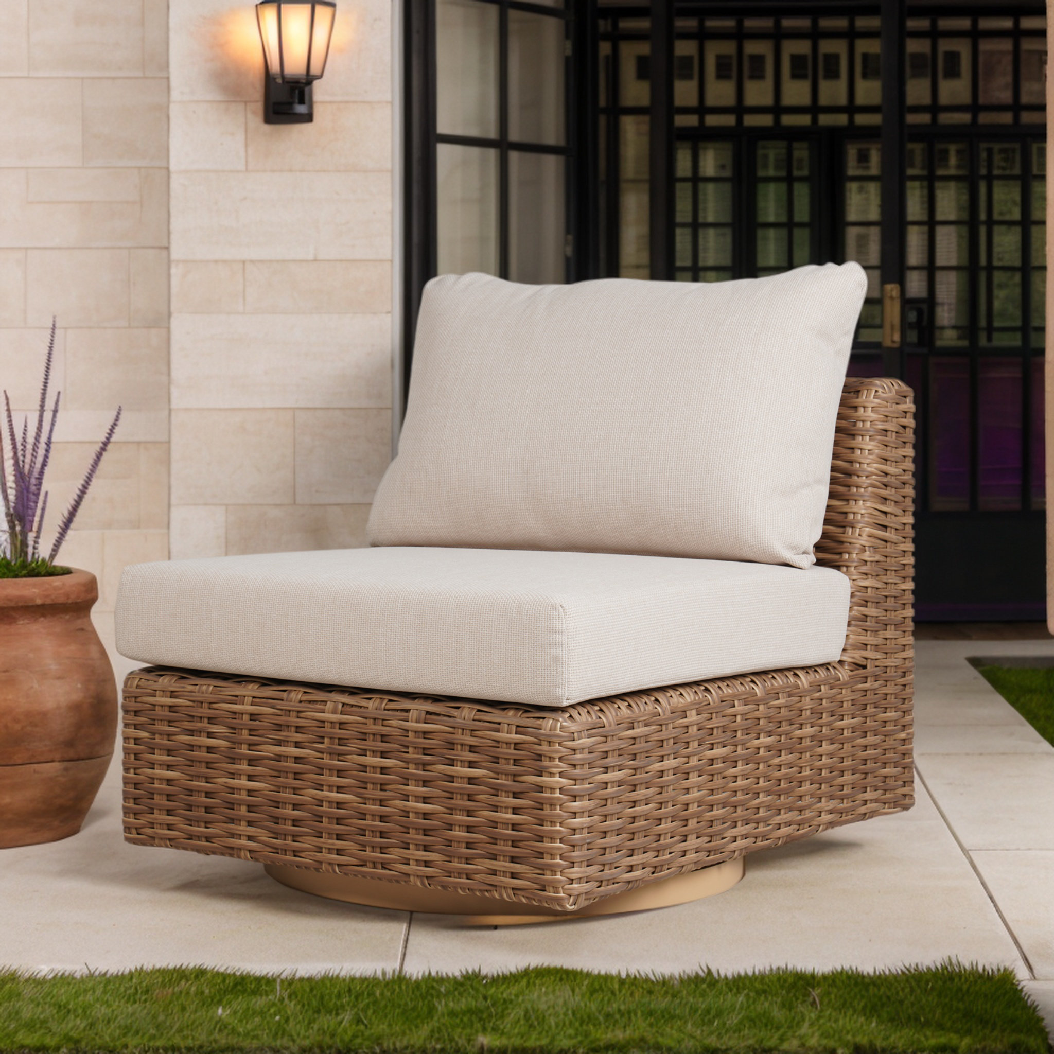 Birch Lane™ Windsor Aluminum Rattan Patio Swivel Lounge Chair | Birch Lane