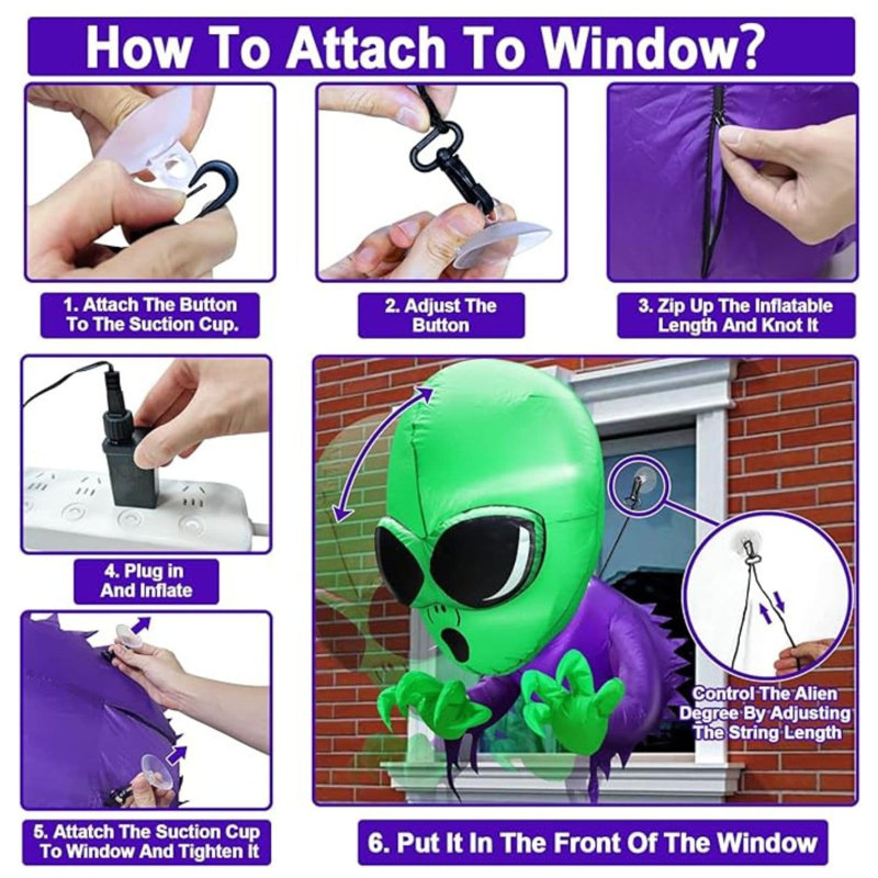 The Holiday Aisle® 4 Ft Alien Inflatables for Halloween Decor | Wayfair