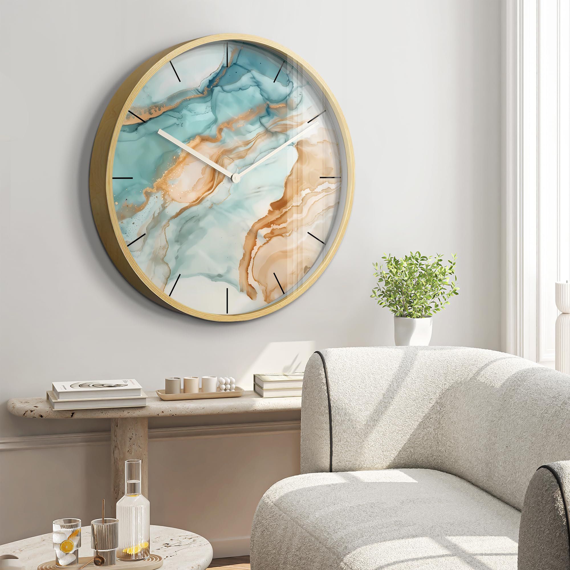 SIGNLEADER Abstract Elegant Ocean Marble Modern Silent Wooden Framed ...