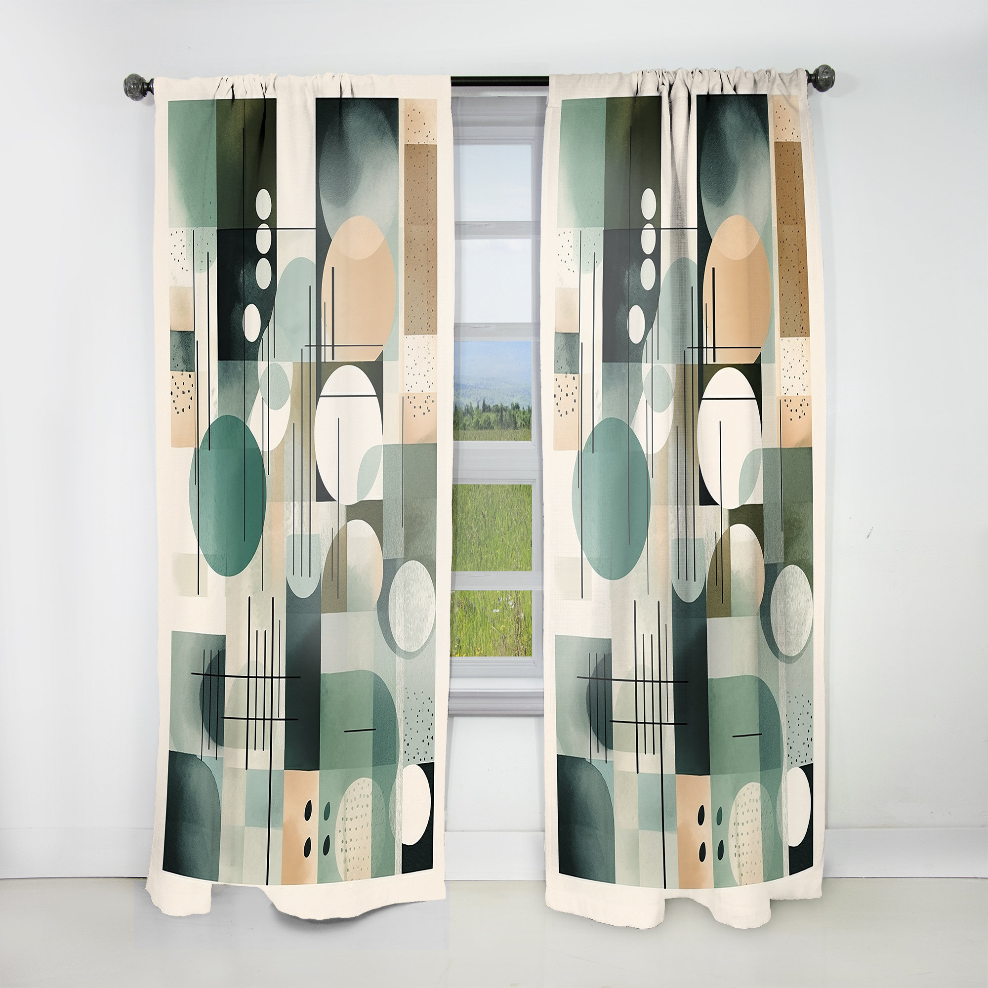 Design Art Green Black Minimalism Quiet Depths I - Minimalism Curtain ...