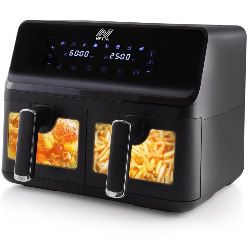 Netta 8l Dual Basket Low Energy Air Fryer With Digital Smart Programmes ...
