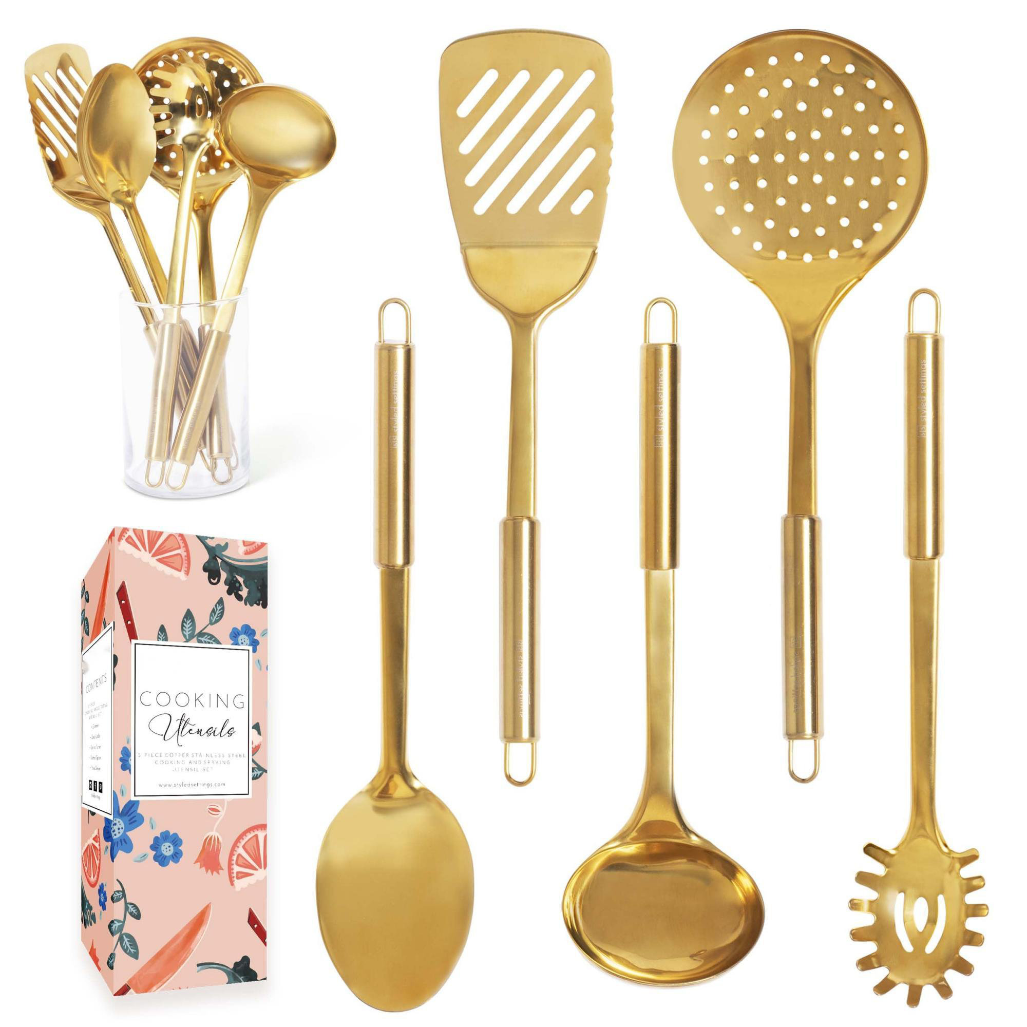 SHIRLEY'S OFFICE FURNITURE, LLC Brass/Gold Cooking Utensils Set For ...