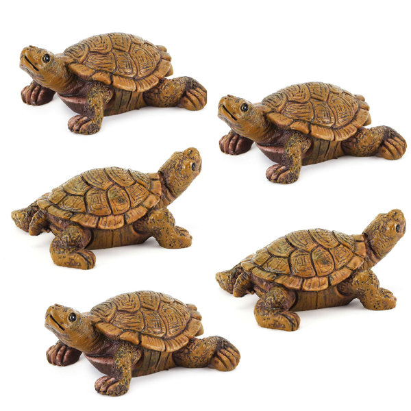 Bay Isle Home™ Mini Tortoise Statue Set of 5 Miniature Resin Turtles ...