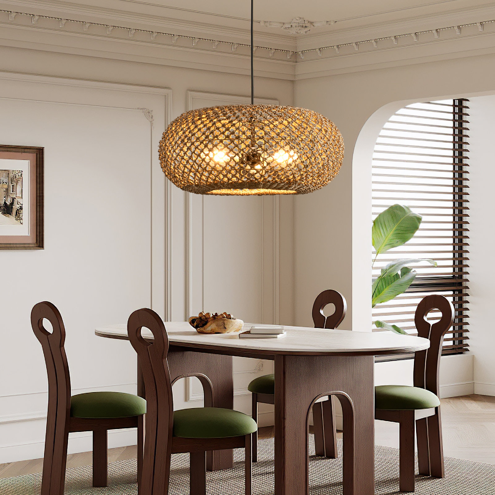 Bayou Breeze Carabajal Rattan Pendant Light Fixtures, Boho Pendant ...