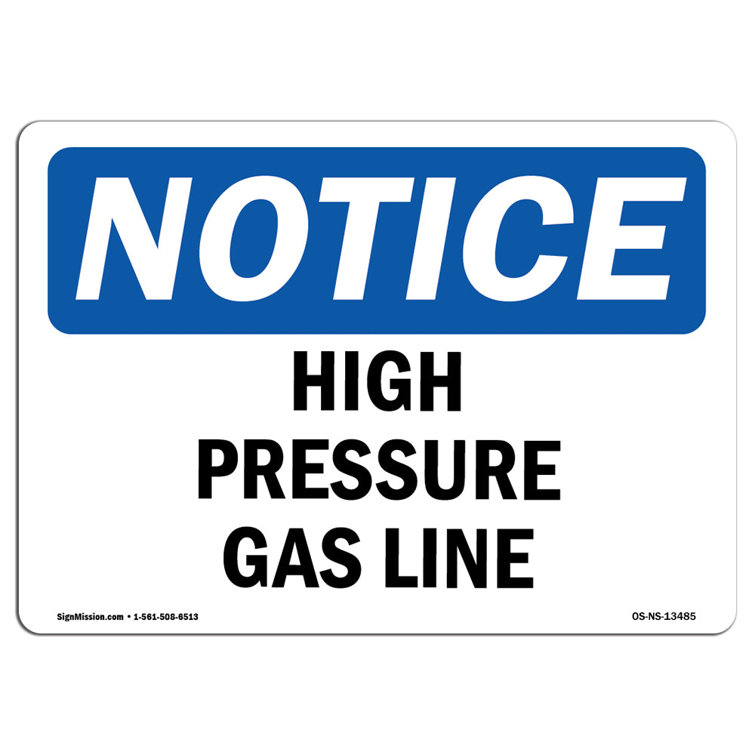 SignMission High Pressure Gas Line Sign | Wayfair