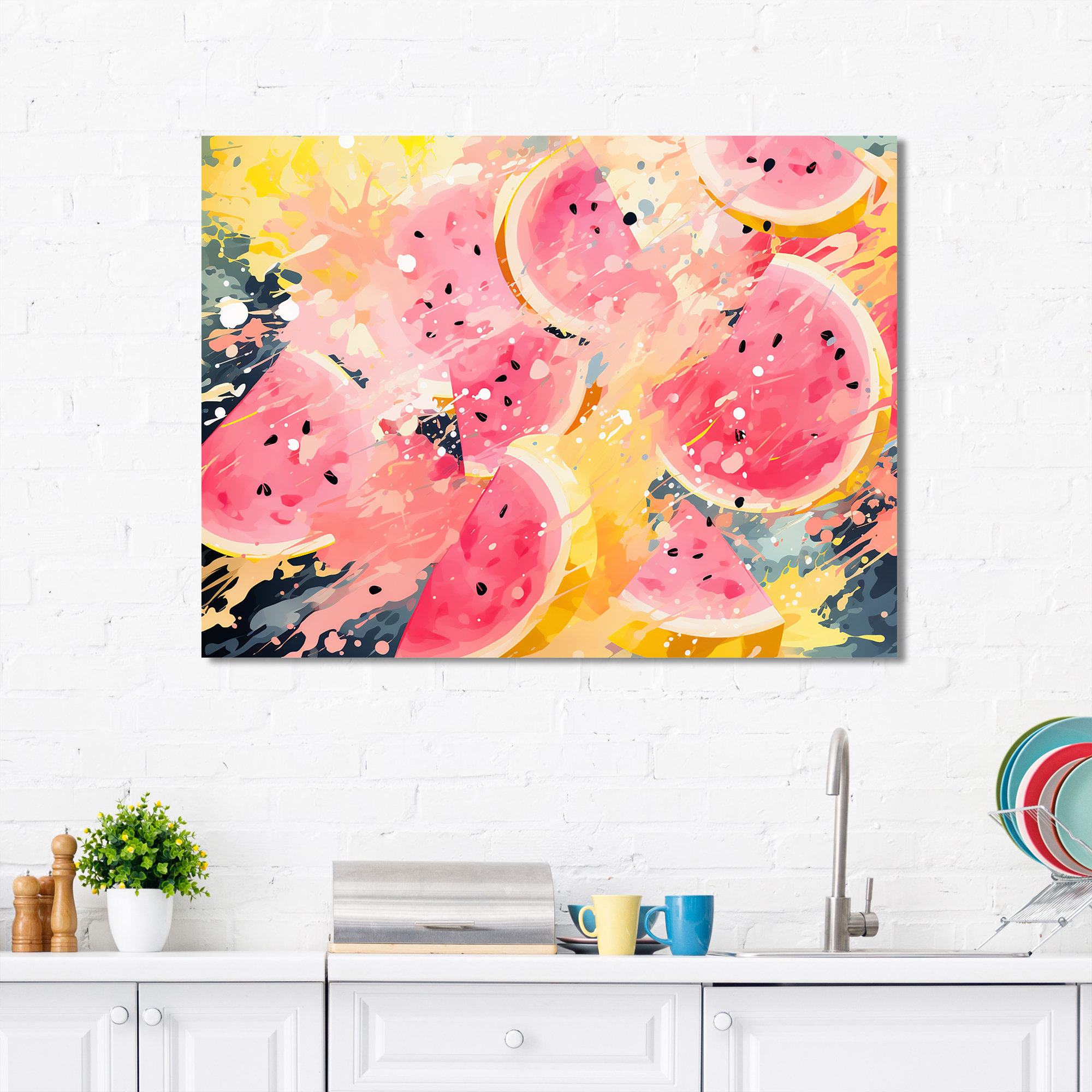 Gracie Oaks Yellow Fruitful Watermelons Explosion II - Melon Wall Art ...